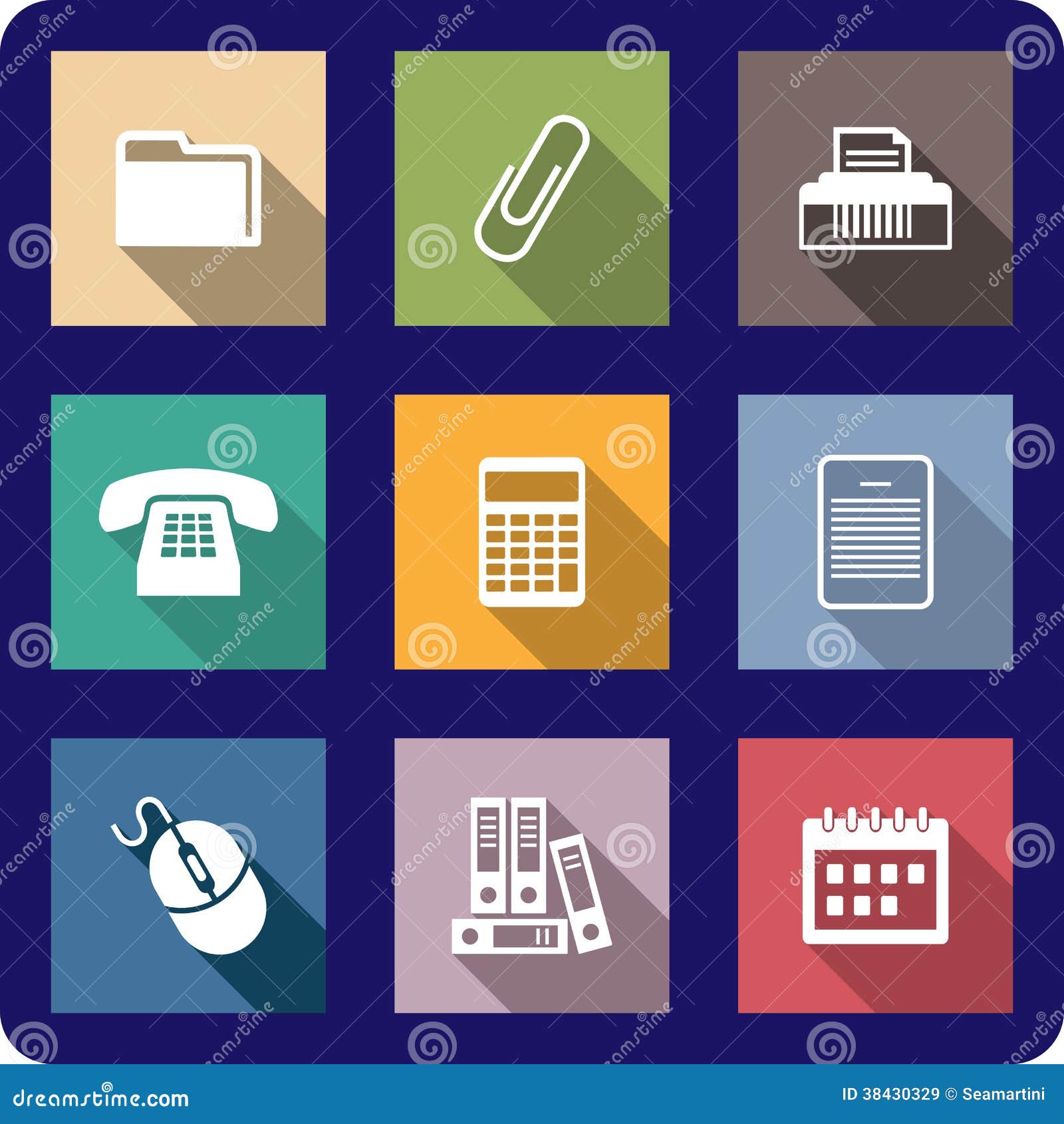 Set of flat office icons stock vector. Illustration of office - 38430329