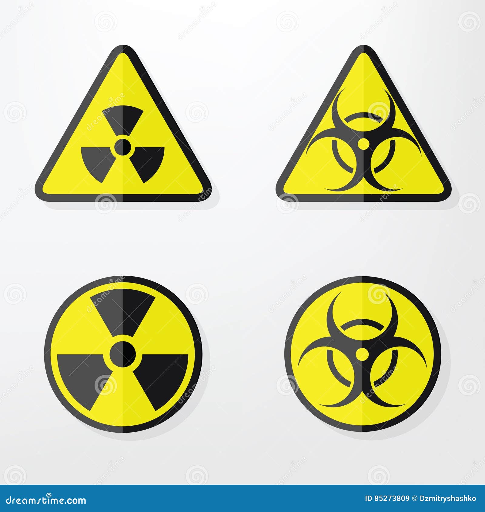 Set of Flat Paper Triangular and Round Warning Hazard Signs Stock ...