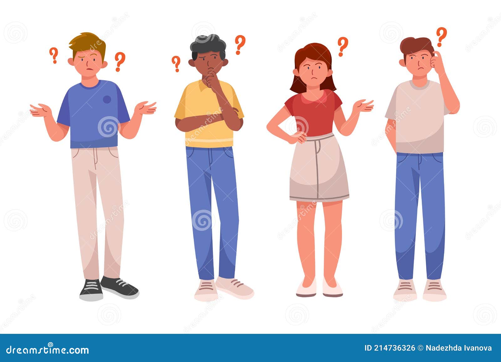 Set of Flat People Asking Questions Vector Illustration. Stock Vector ...