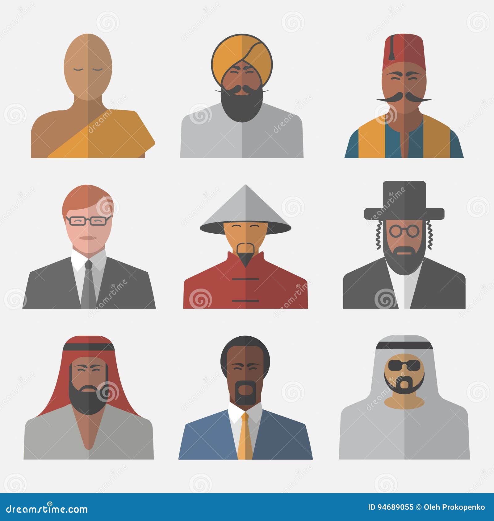 Set of Flat People Icons. Different Nationalities Stock Vector ...