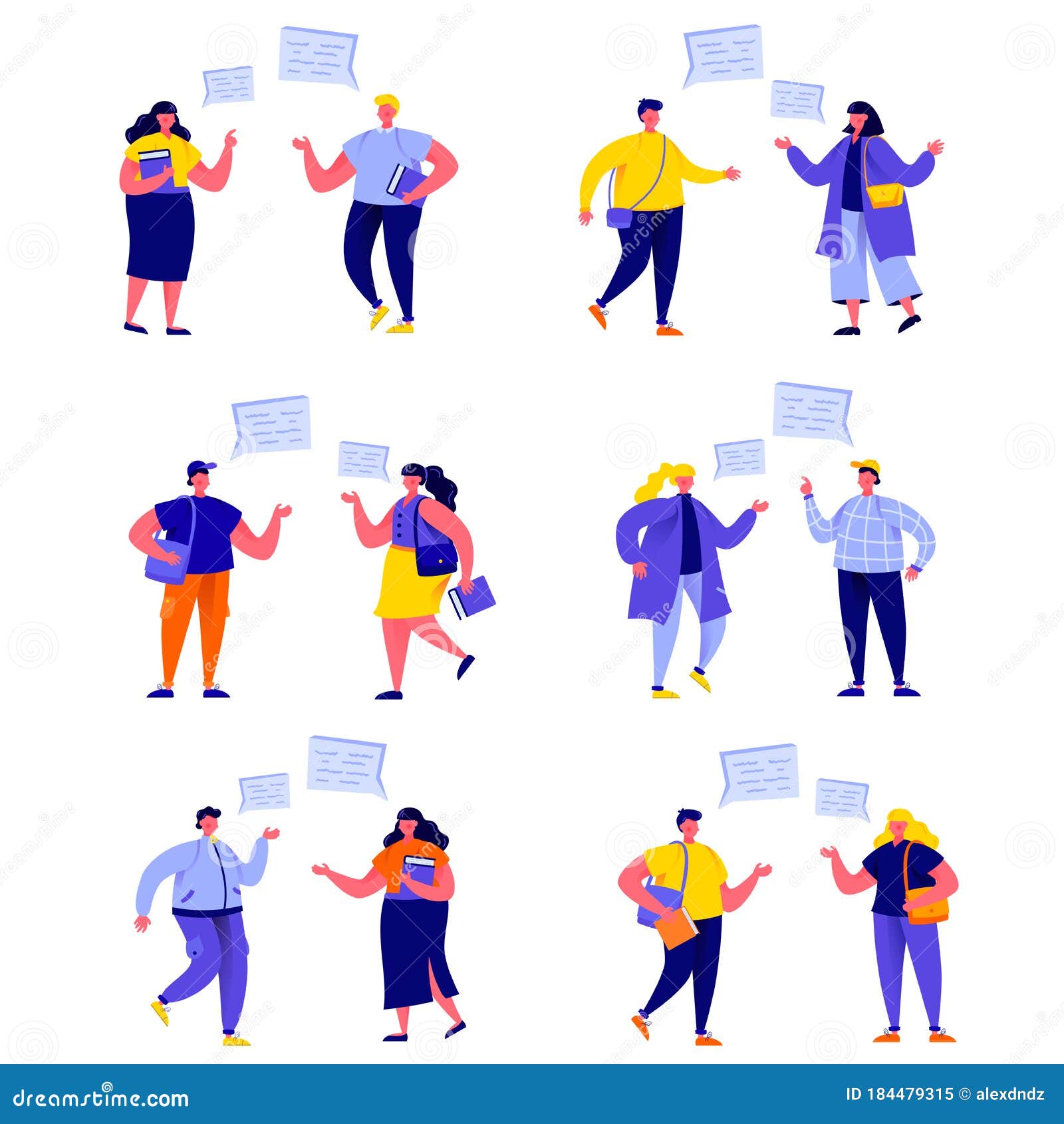 Set of Flat People Student Group in Debate Characters. Bundle Cartoon ...