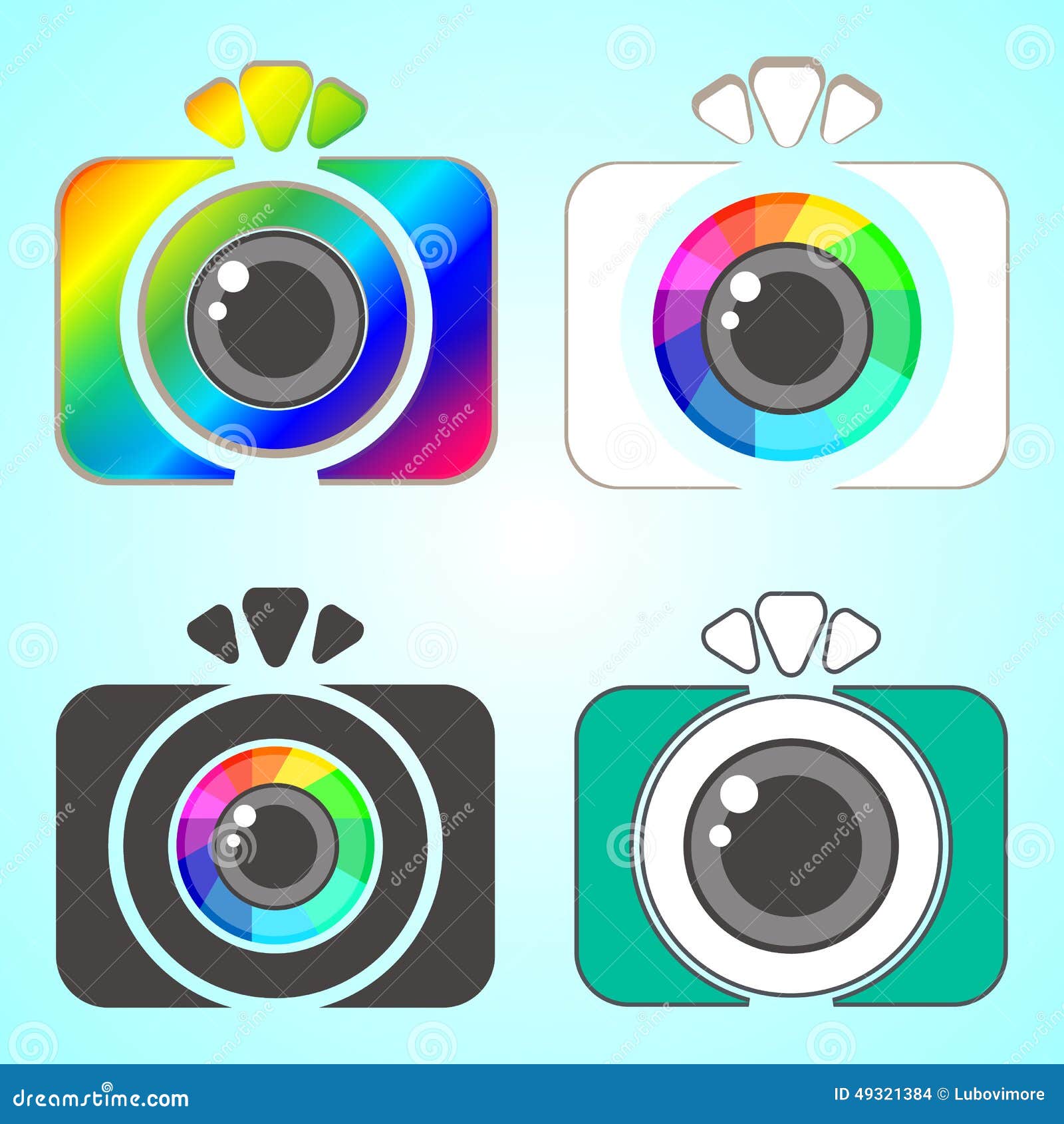 Set of Flat Photo Camera Sign Icons Stock Vector - Illustration of icon ...