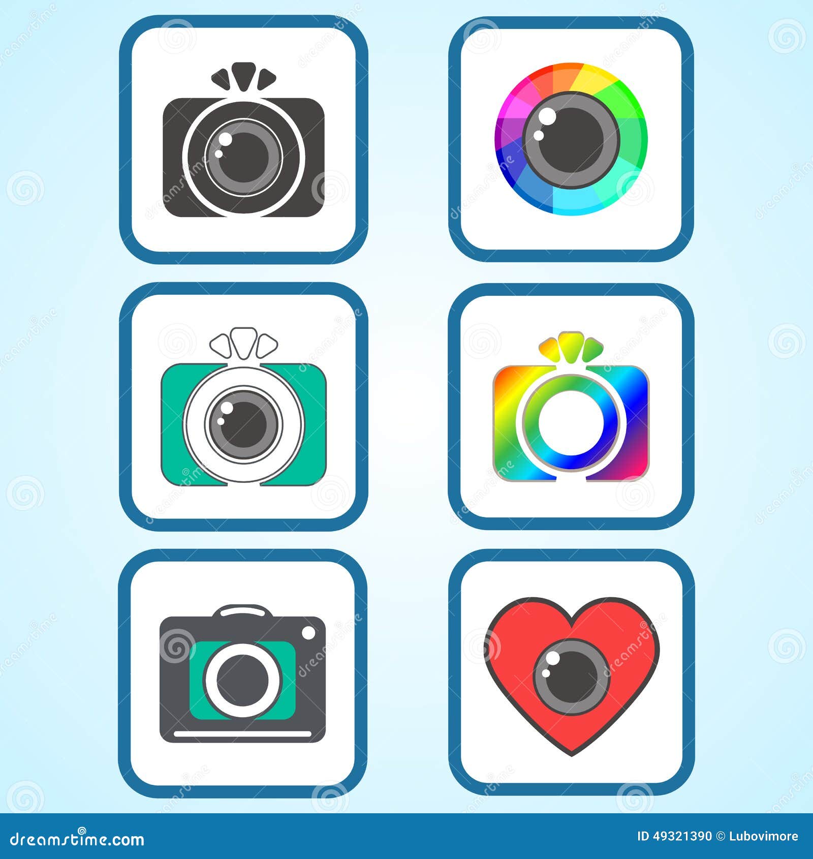 Set of Flat Photo Camera Sign Icons Stock Vector - Illustration of ...