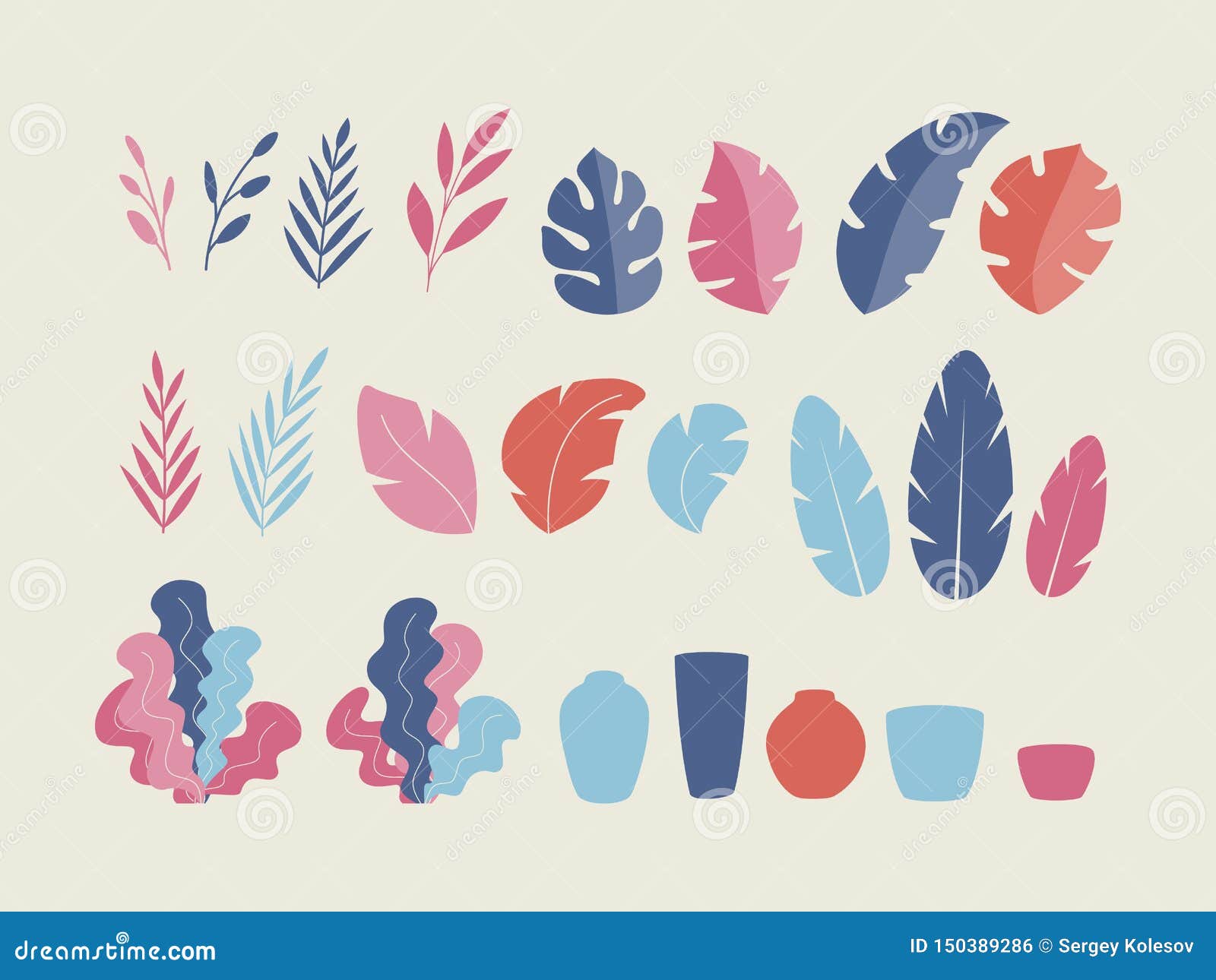 Set of Flat Plants, Vector Illustration Elements Stock Vector ...