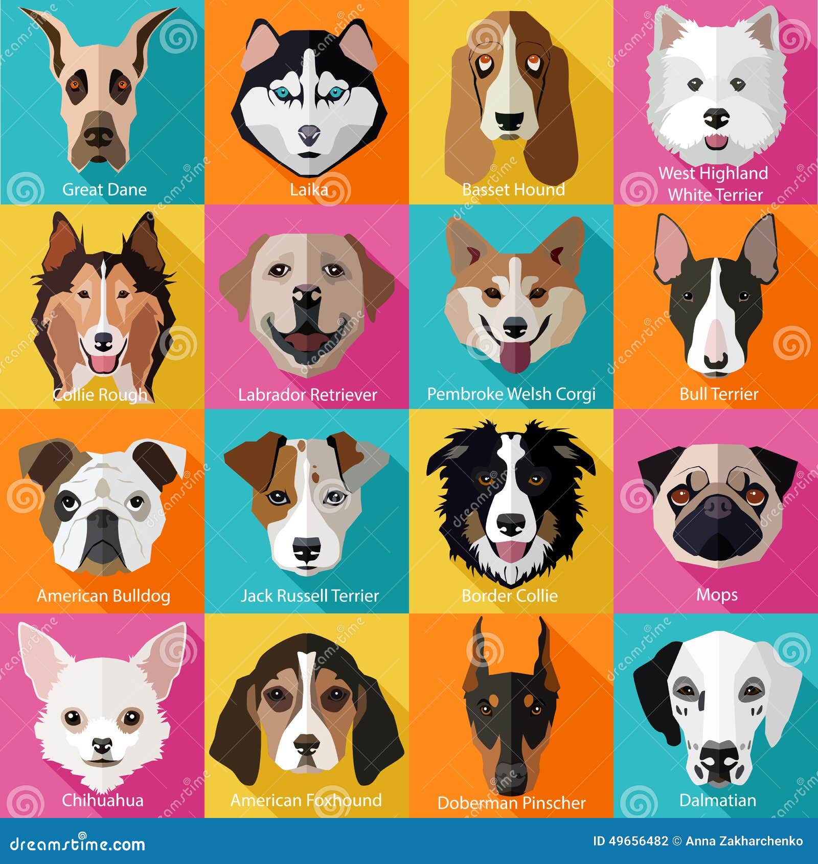 Dogs Breeds Vector Set. | CartoonDealer.com #93401427