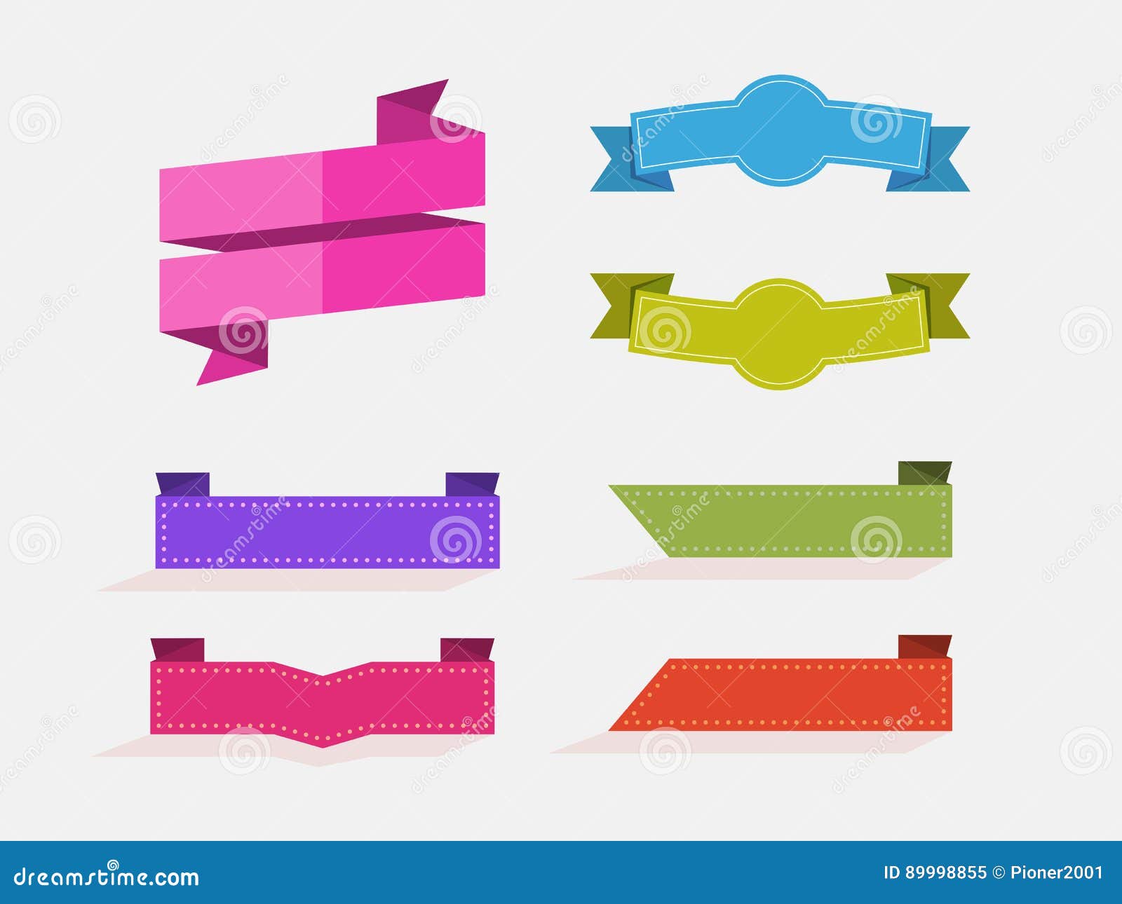 Set of Flat Rectangle Ribbons Stock Vector - Illustration of flat ...