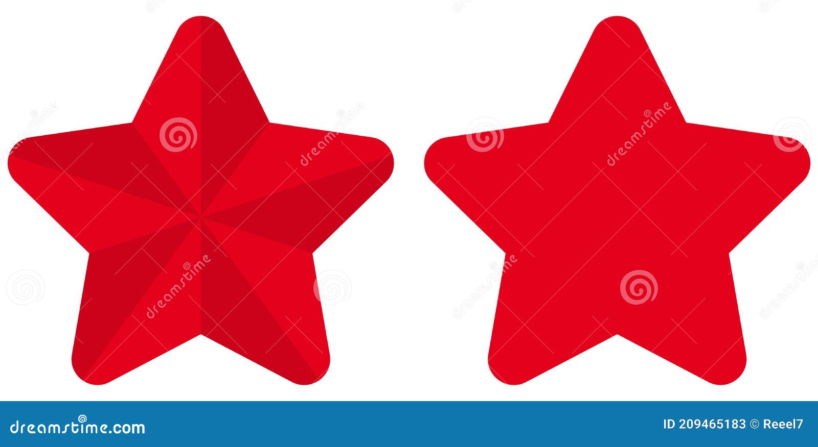 Set of Flat Red Rounded Star Icons. Vector Illustration. Stock Vector ...