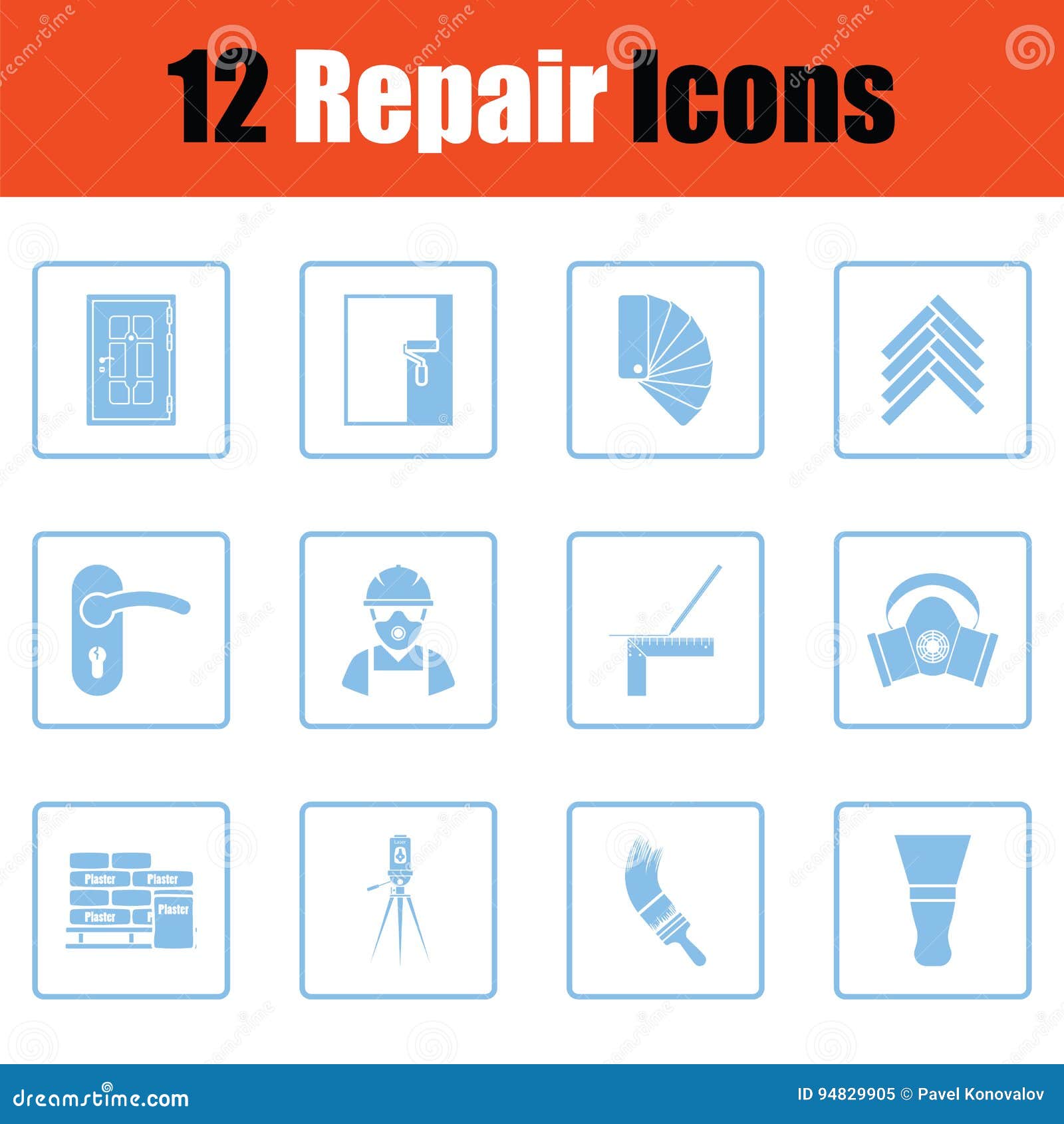 Set of flat repair icons stock vector. Illustration of power - 94829905
