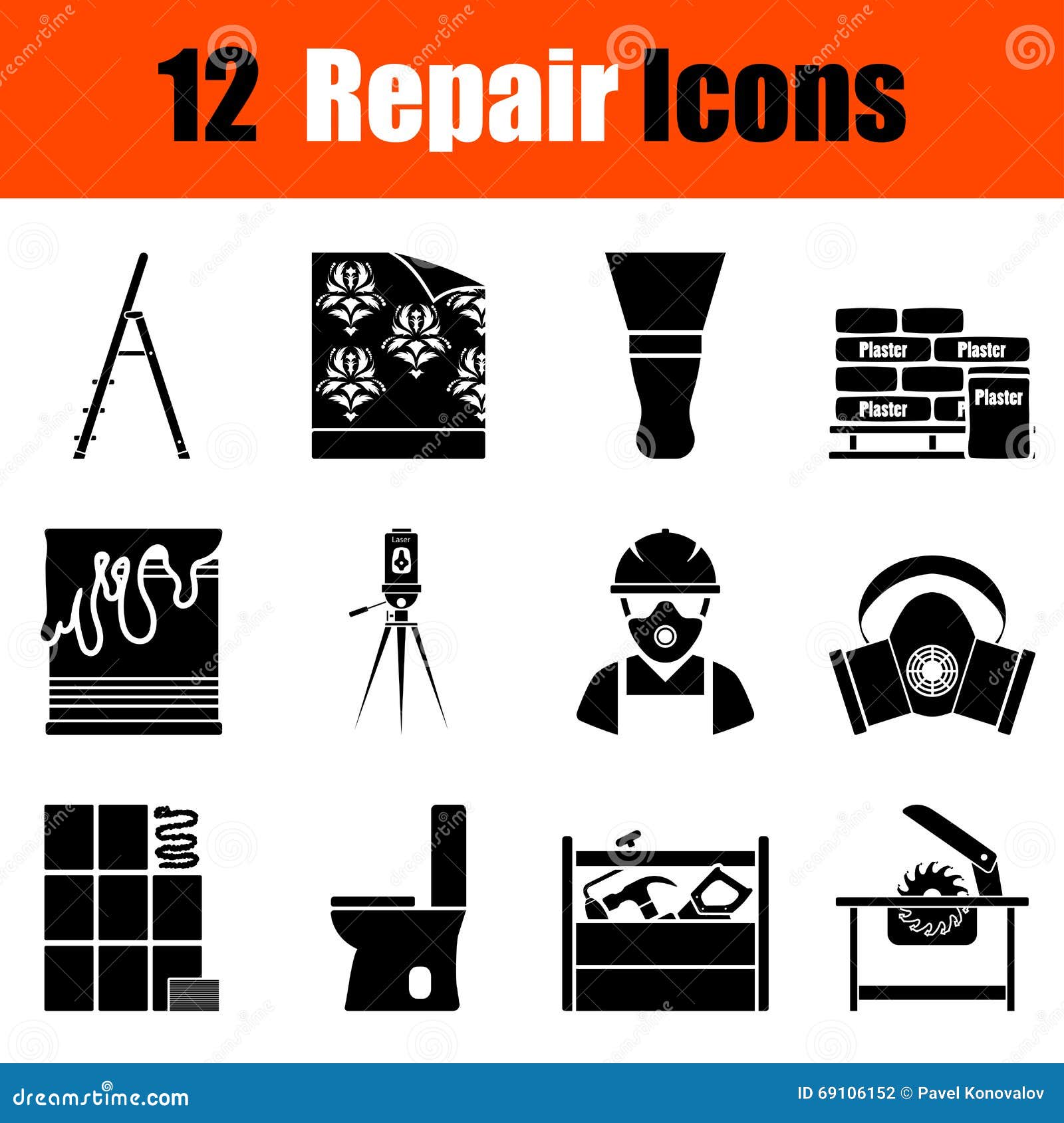Set of flat repair icons stock vector. Illustration of layout - 69106152