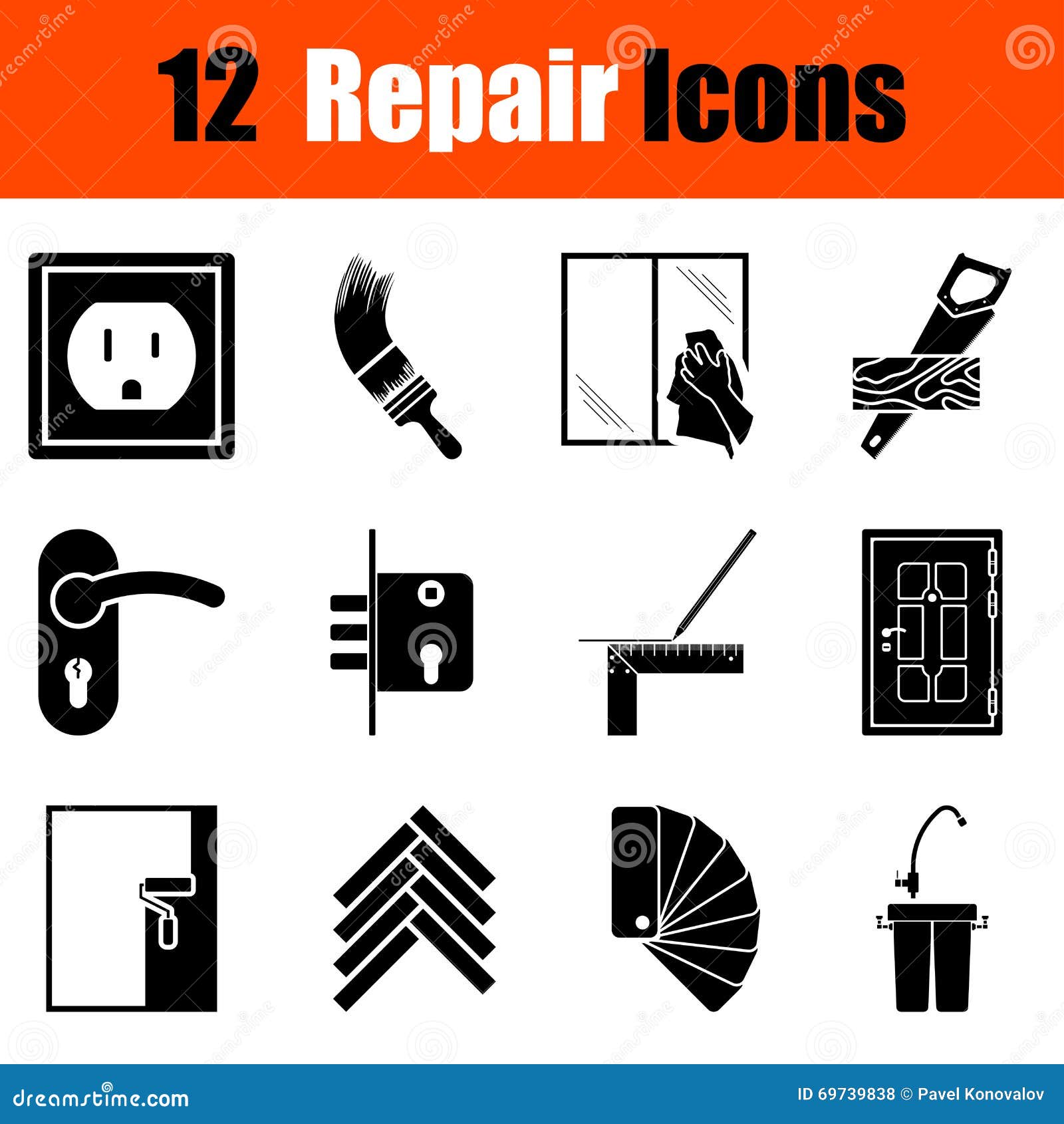 Set of flat repair icons stock vector. Illustration of pattern - 69739838