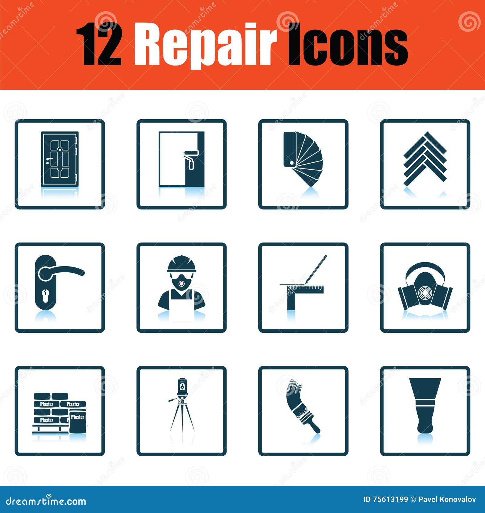 Set of flat repair icons stock vector. Illustration of equipment - 75613199