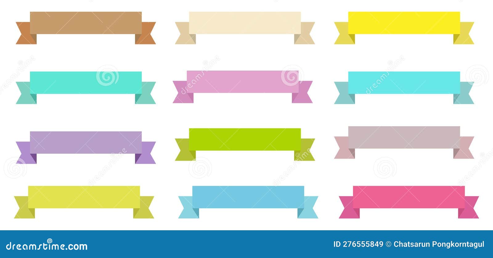 Set of Flat Ribbons Banner Multicolor Isolated on White Background ...