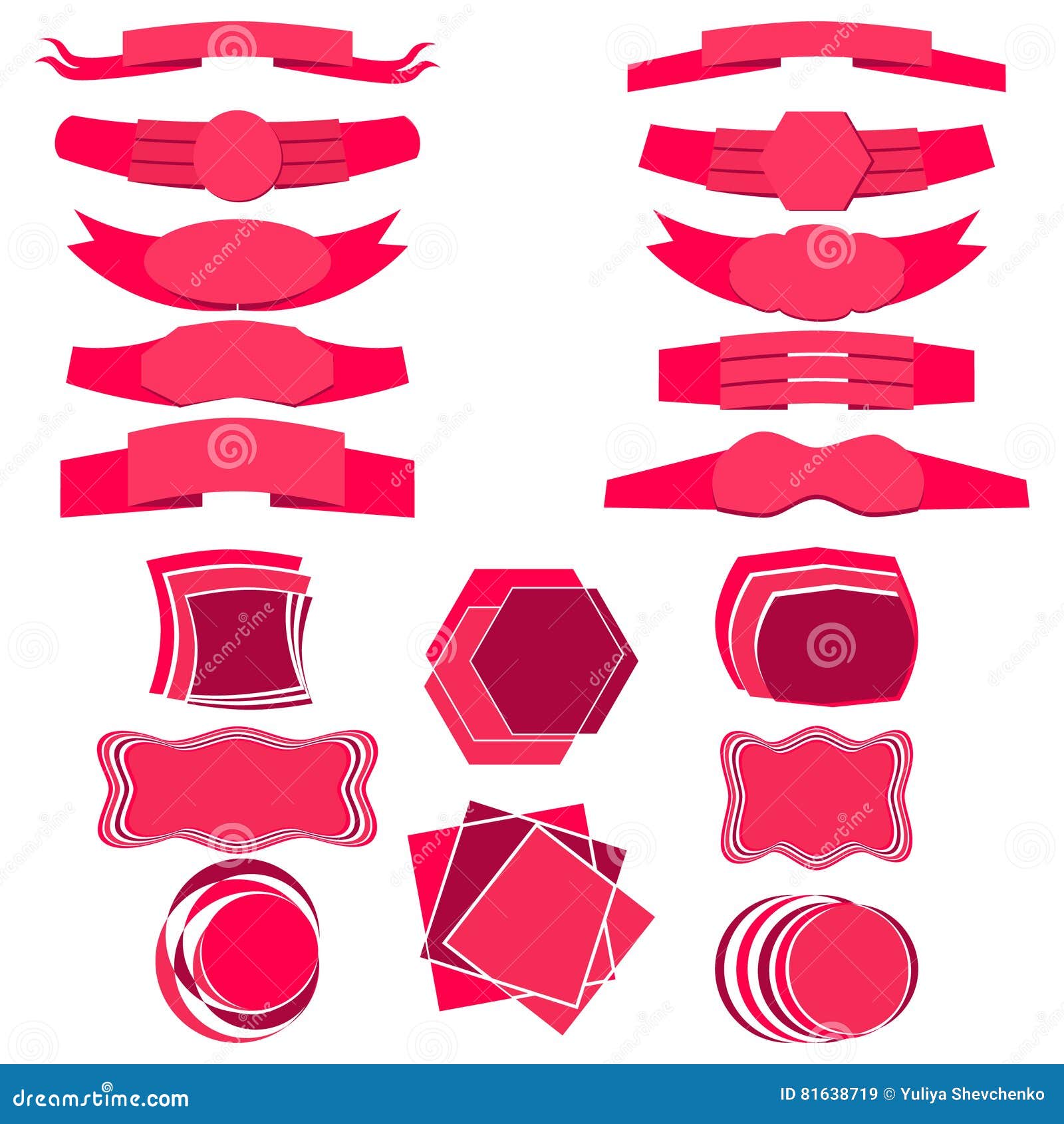 Set of Flat Ribbons and Banners Stock Vector - Illustration of line ...