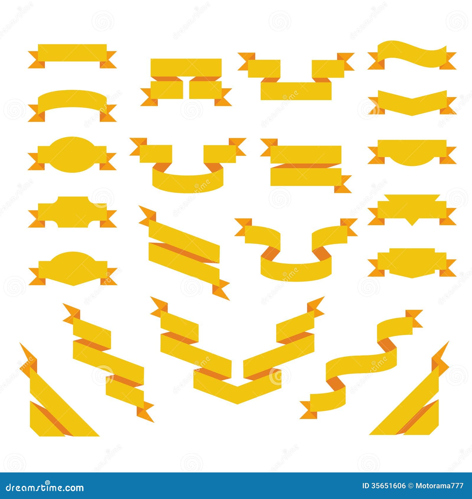 Set of Flat Ribbons. Origami Styled Stock Vector - Illustration of ...