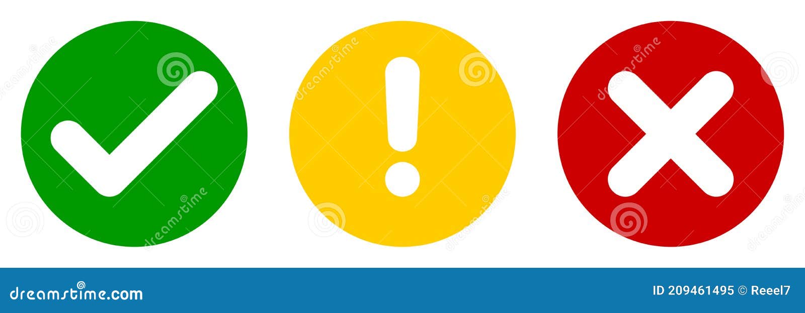 Set of Flat Round Check Mark, Exclamation Point, X Mark Icons, Buttons ... Set of Flat Round Check Mark, Exclamation Point, X Mark Icons, Buttons ...