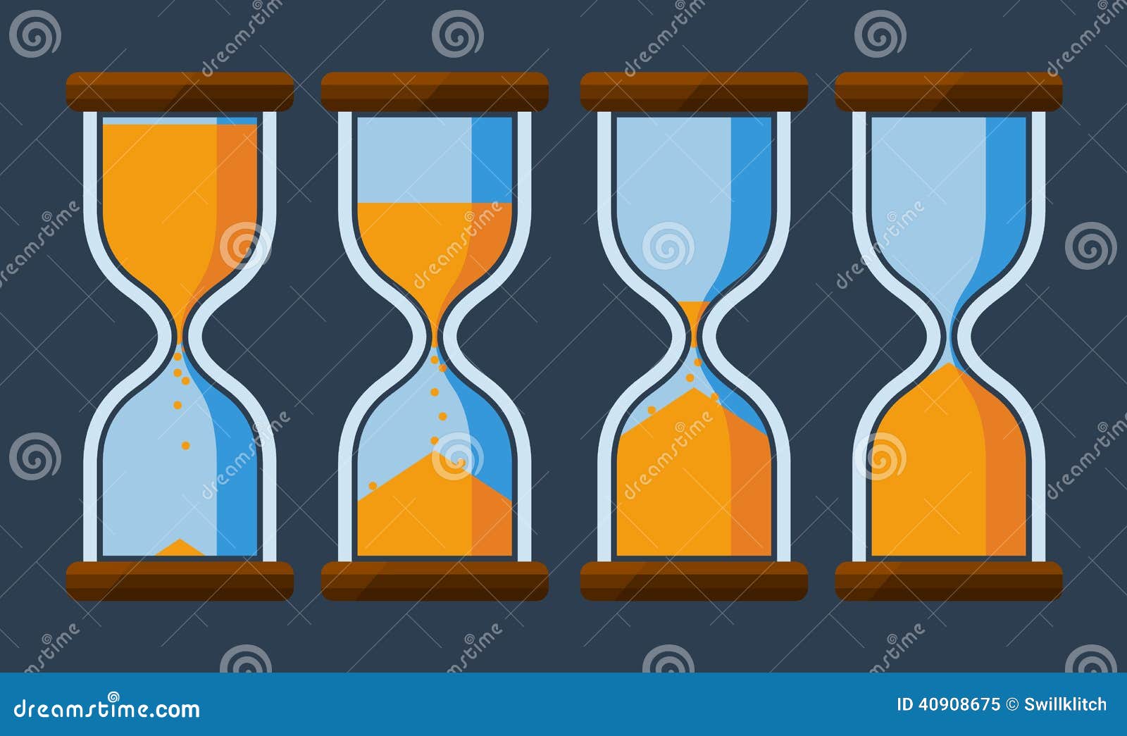 Set of flat sand clocks stock vector. Illustration of history - 40908675