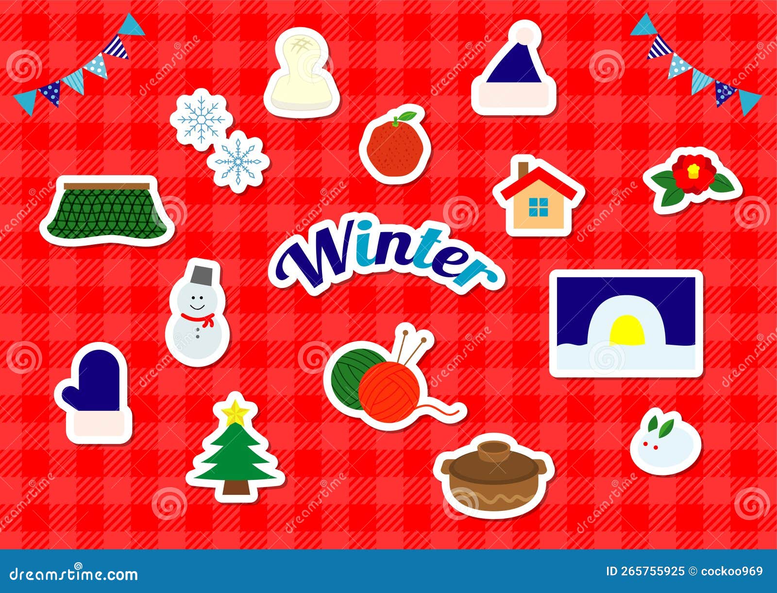 Set of Flat and Simple Winter Motifs Stock Illustration - Illustration ...