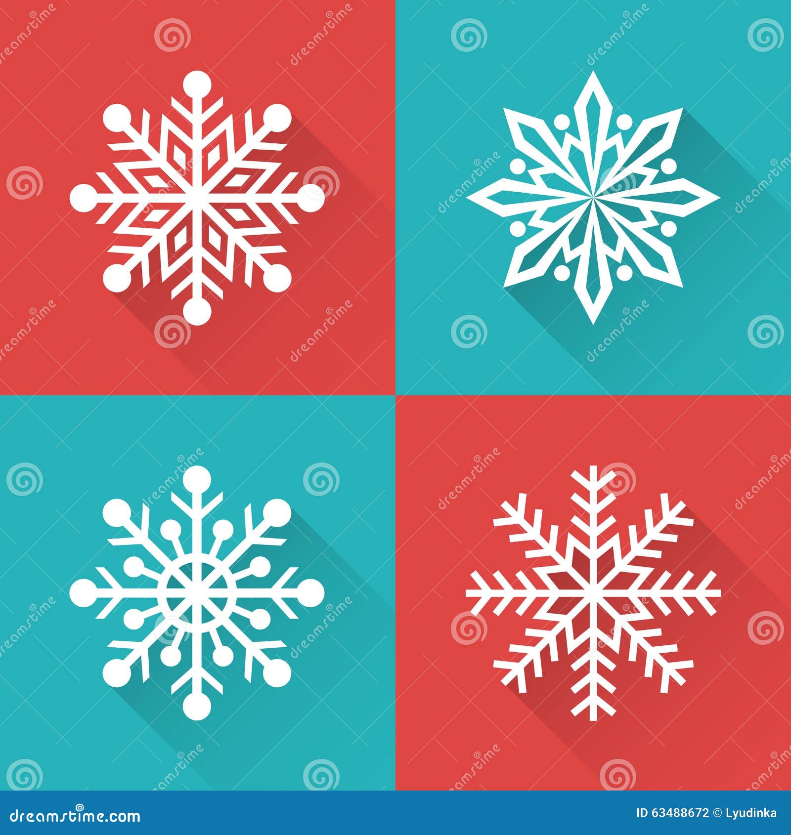 Set of Flat Simple Winter Snowflakes . Vector Illustration. Stock ...