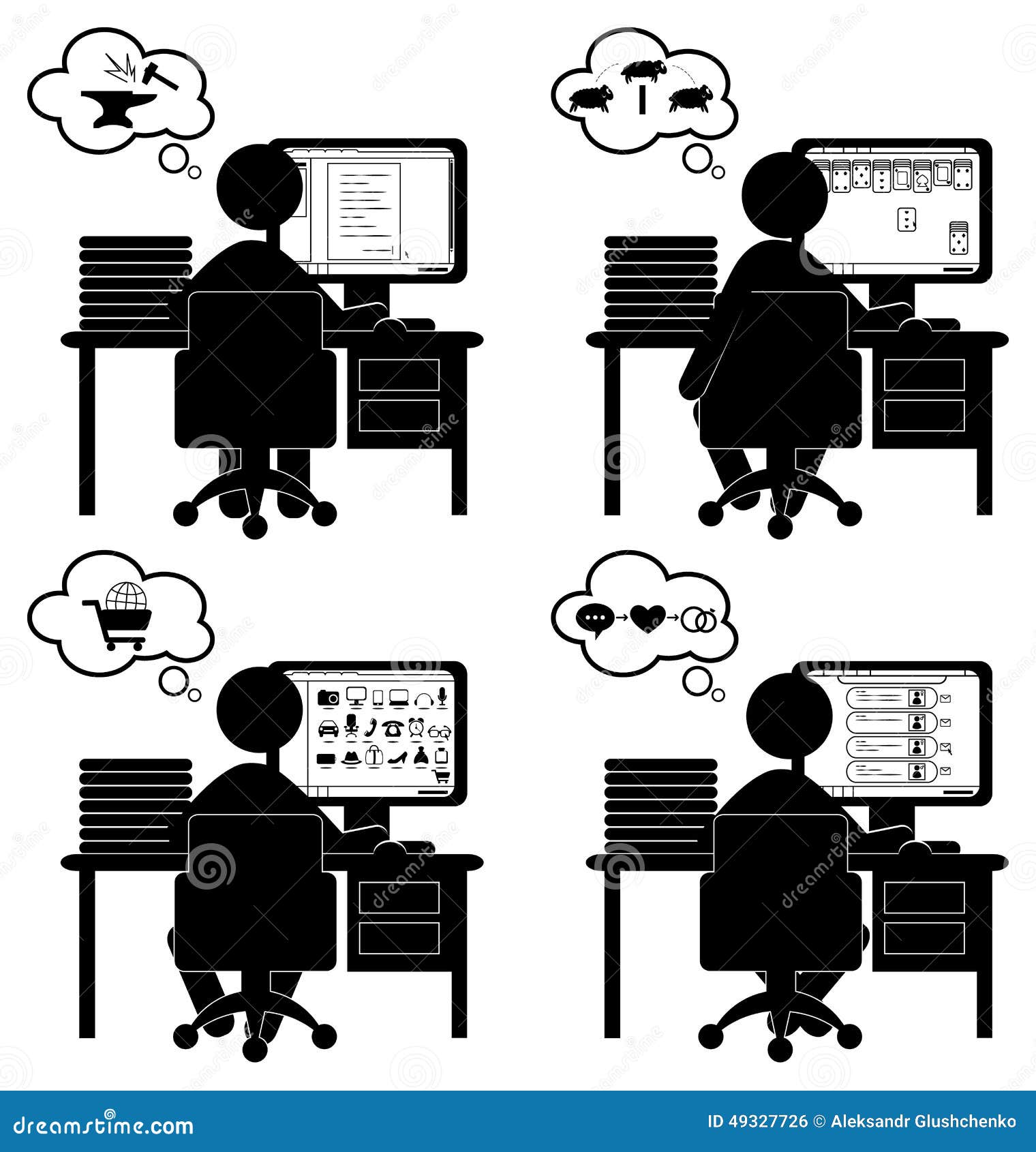 Vektorillustrationset Von Einfachen Situation Icons