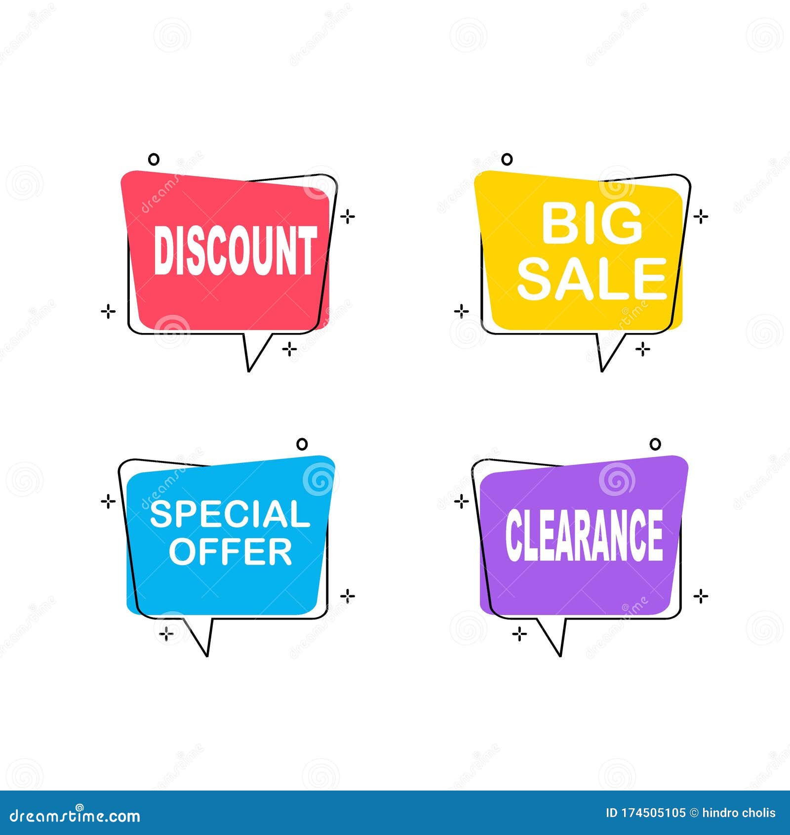 Set of Flat Speech Bubble Shaped Banners, Price Tags, Stickers, Badges ...