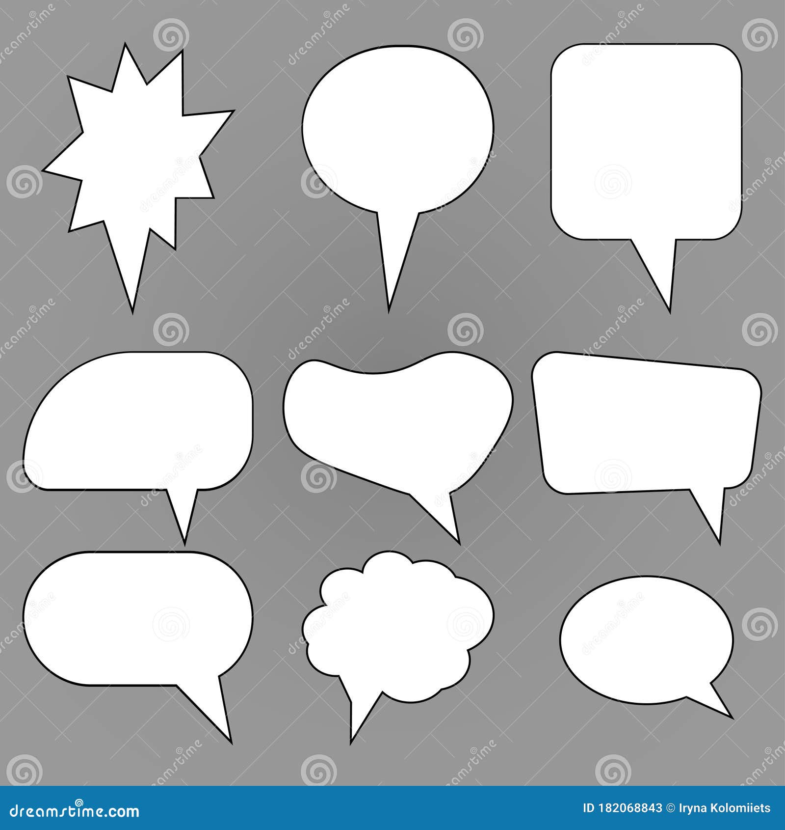 Set of the Flat Speech Bubbles. White Blank Thought Balloons, Shouting ...
