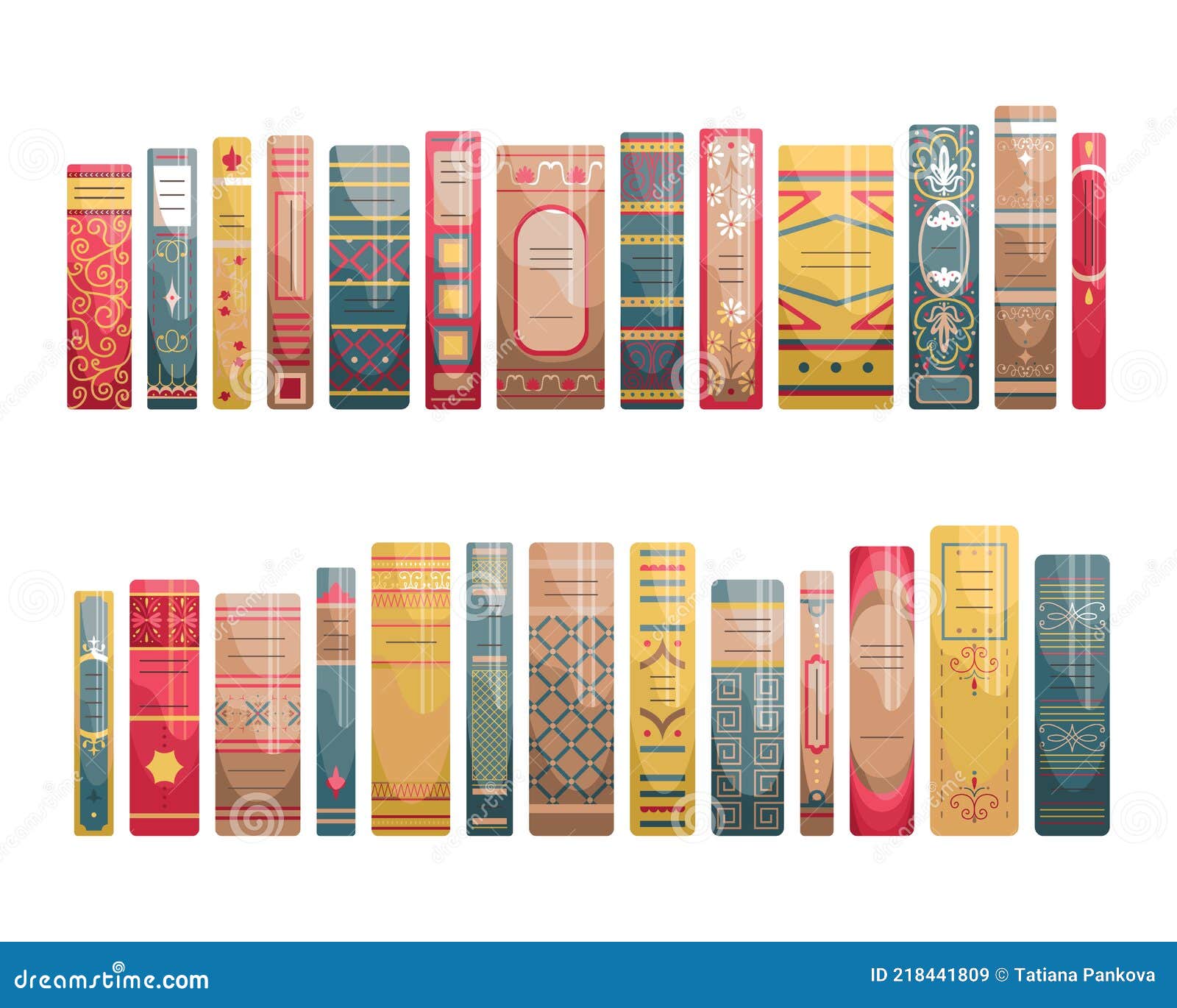 Spines Of Books Pattern Set. Bookbinding Template Design. Samples Roots ...