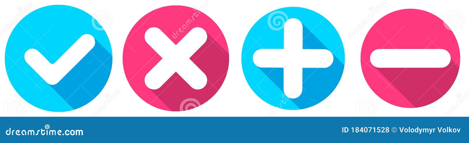 Set of Flat Square Check Mark, X Mark, Plus Sign and Minus Sign Icons ... Set of Flat Square Check Mark, X Mark, Plus Sign and Minus Sign Icons ...