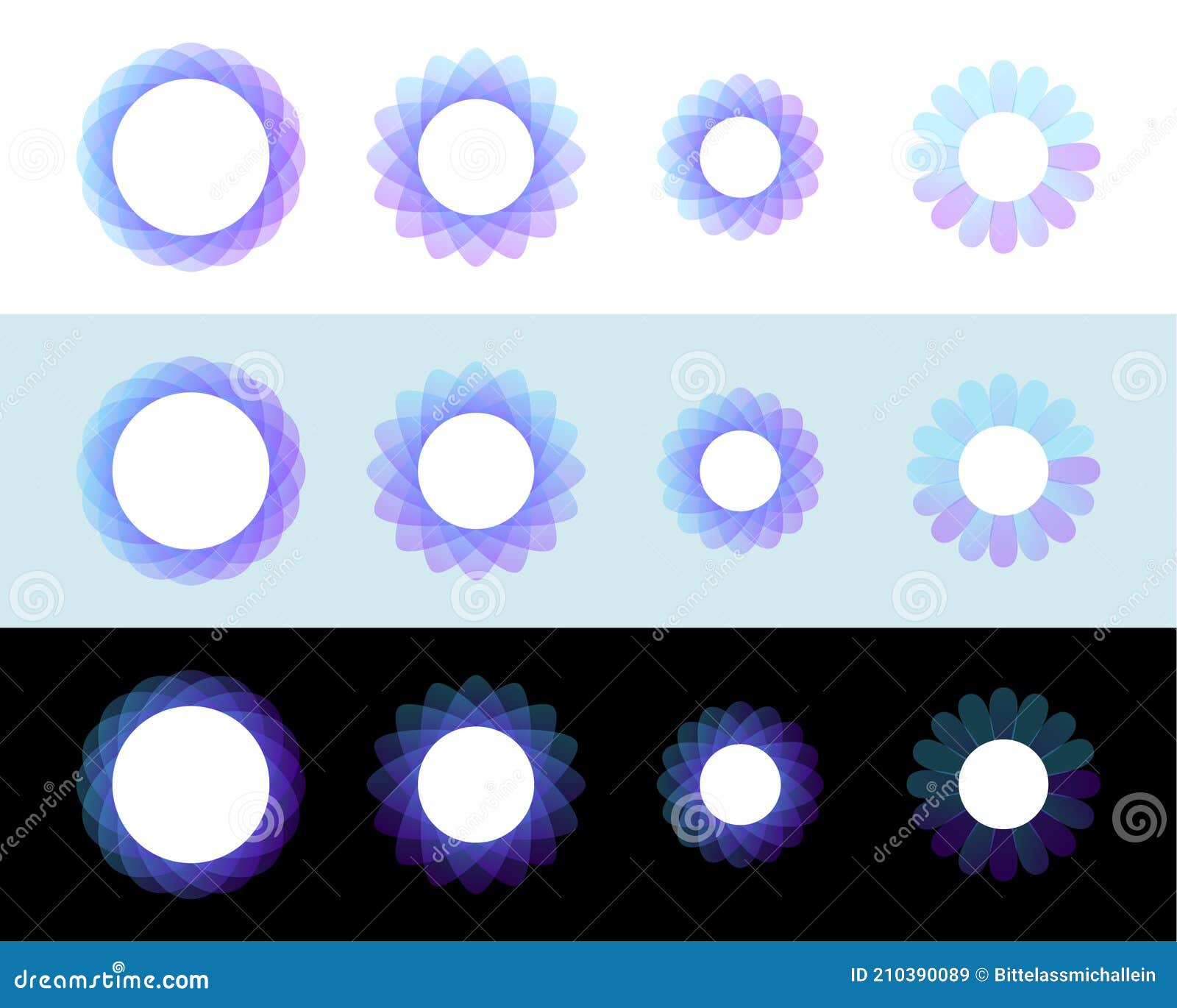 Set of Flat Stamps. Circles with Gradient Borders Stock Illustration ...