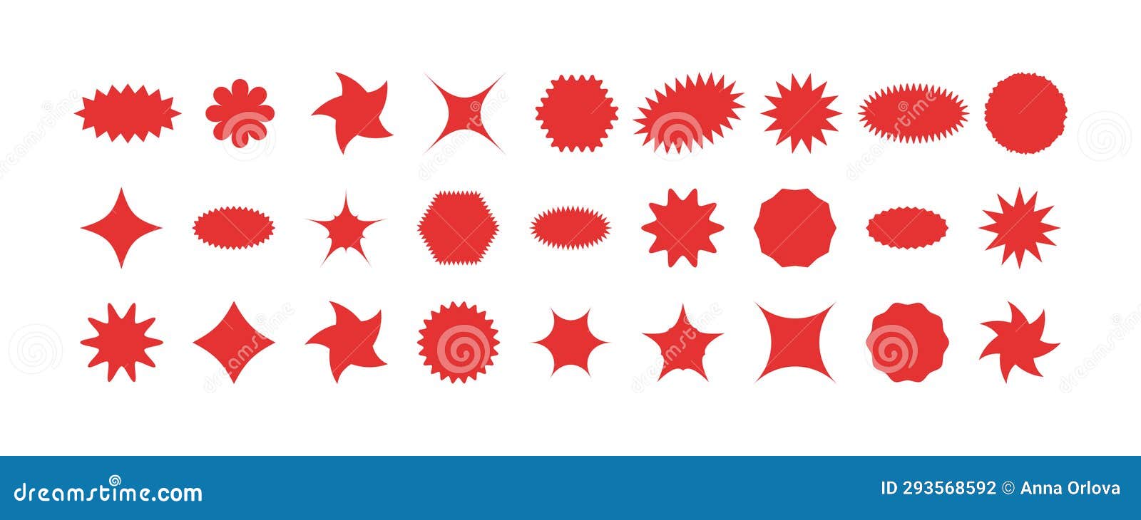 Set Of 16 Starburst Shapes Cartoon Vector | CartoonDealer.com #10047081
