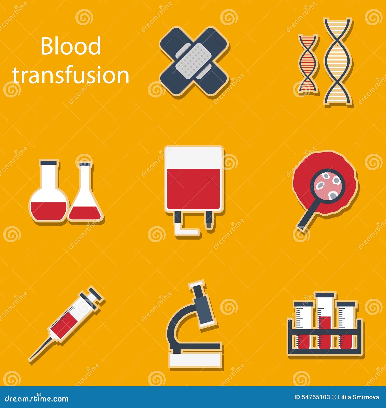 Set of Flat Stickers on Blood Transfusion Theme Stock Vector ...