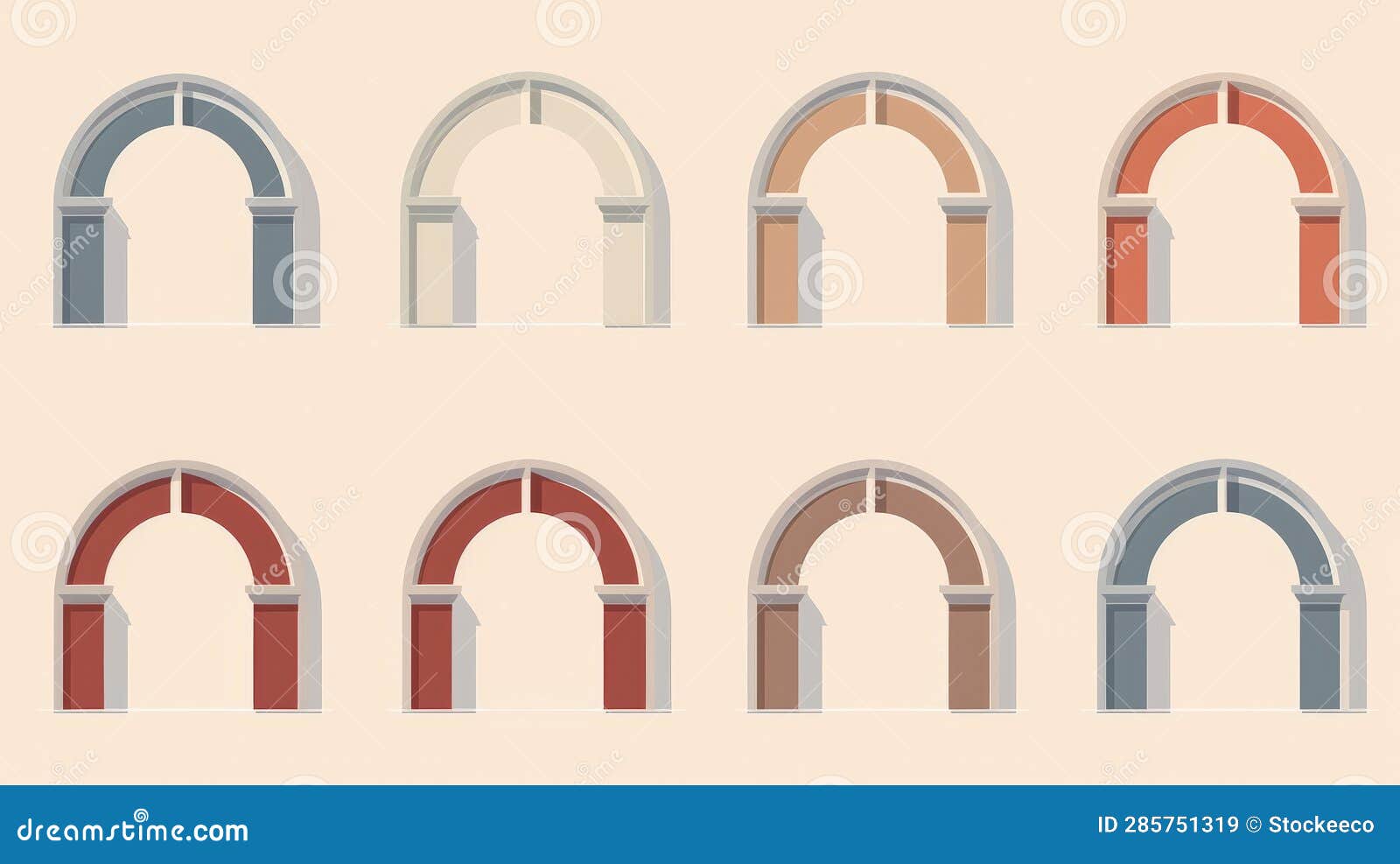 Flat Design Arches: a Series of Simple Construction Shapes Stock ...