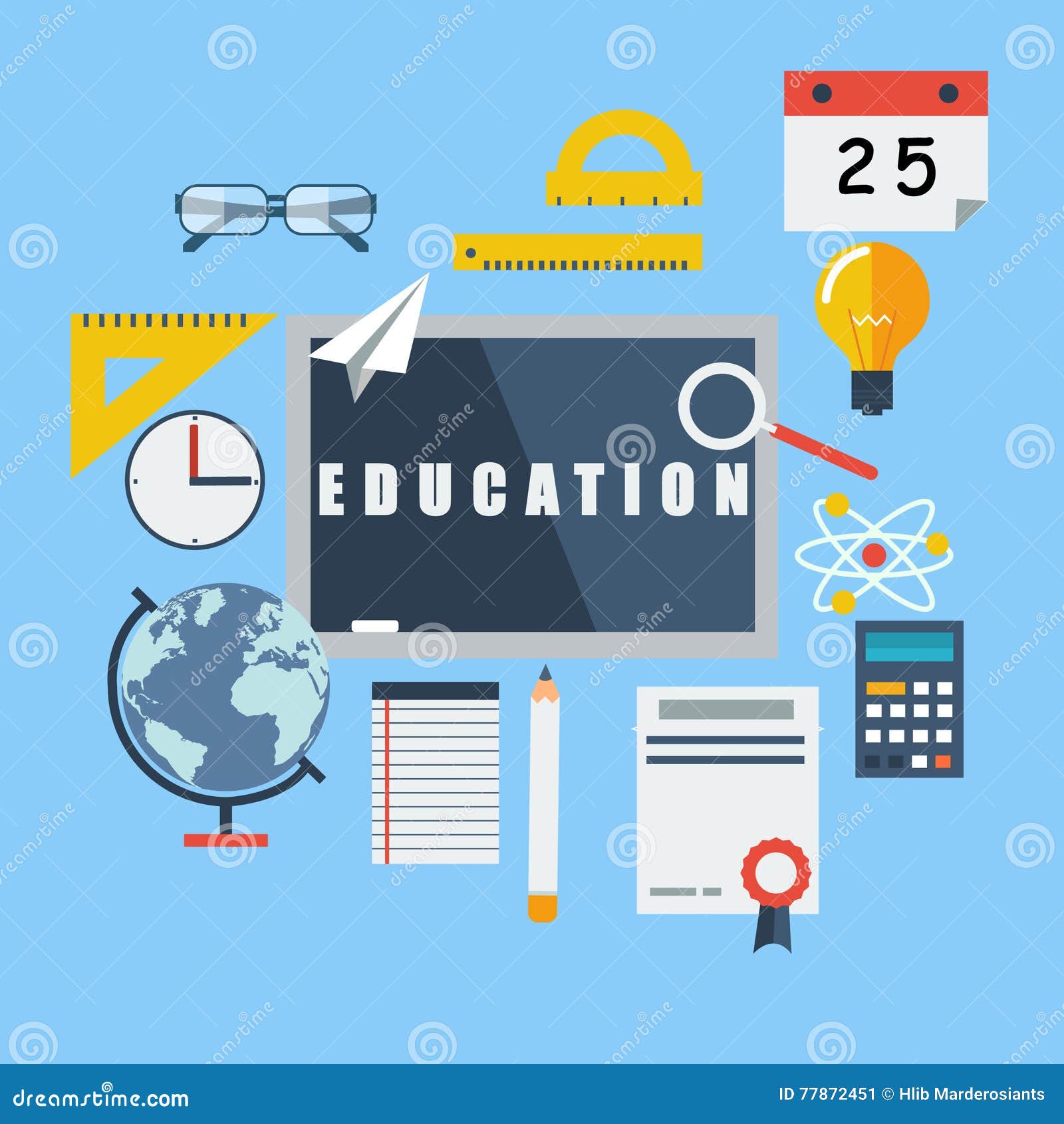 Set in a Flat Style Elements of Education. Vector Stock Illustration ...