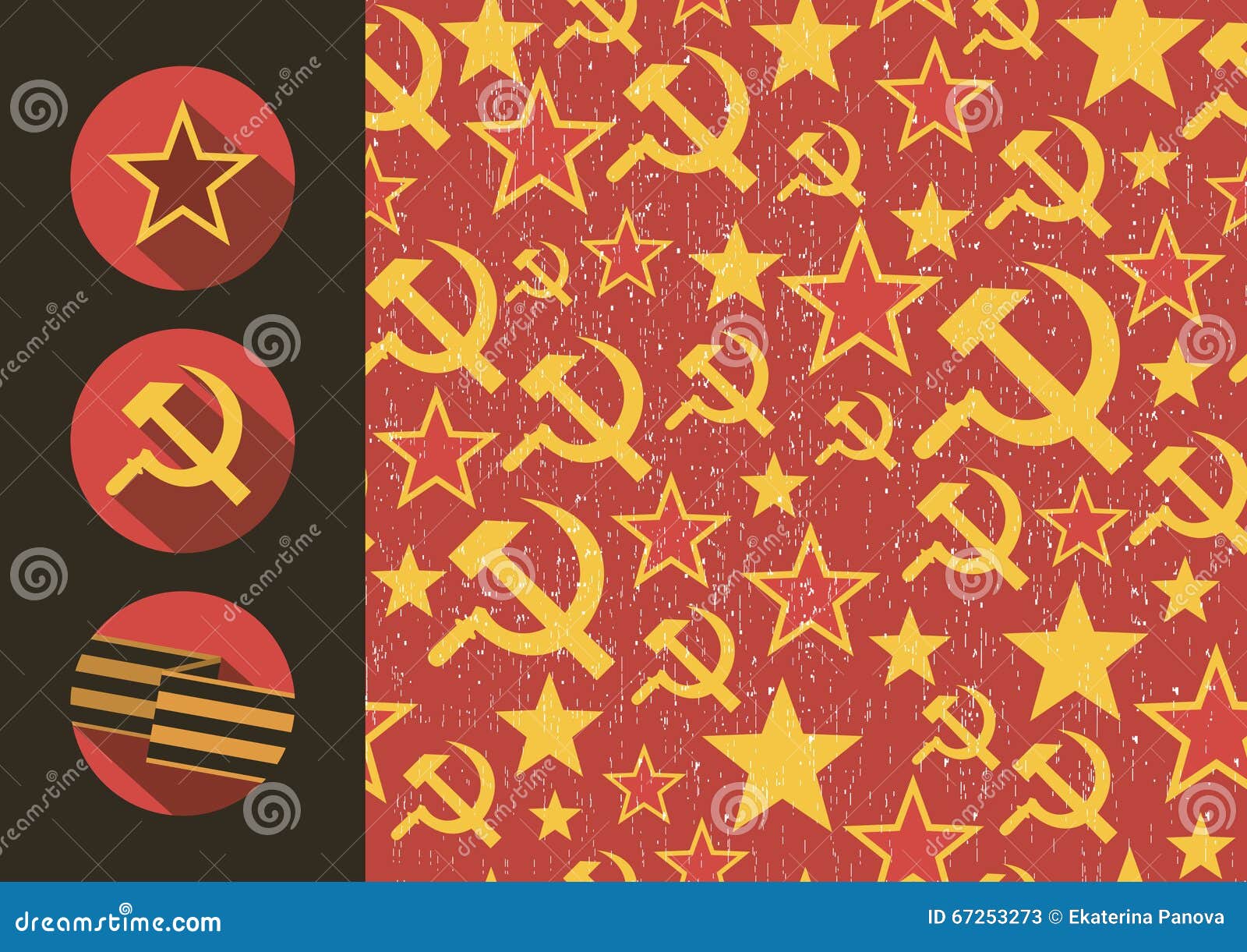 Set of Flat Style Icons of Soviet Union Signs Seamless Pattern. Stock ...