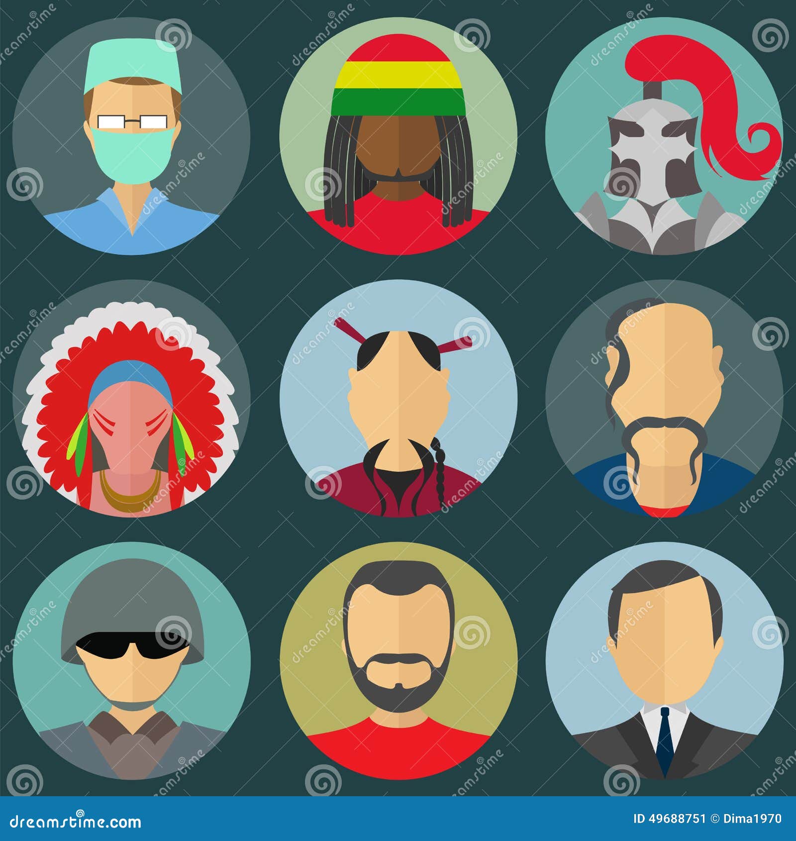 Set of Flat Style Male Characters Stock Vector - Illustration of ...