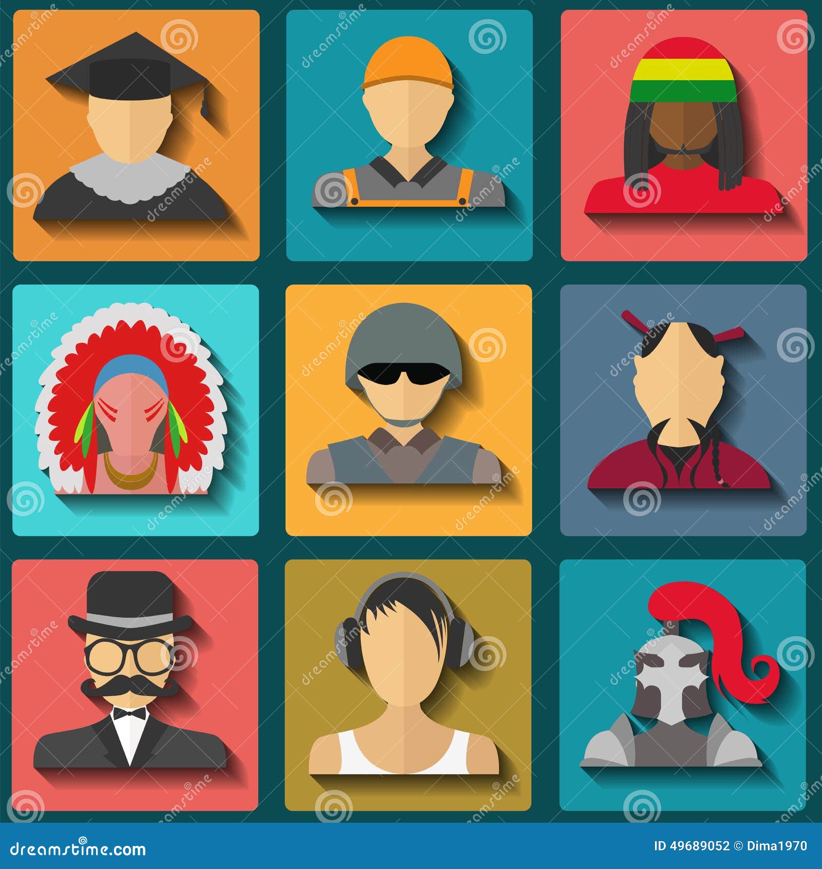 Set of Flat Style Male Characters Stock Vector - Illustration of adult ...