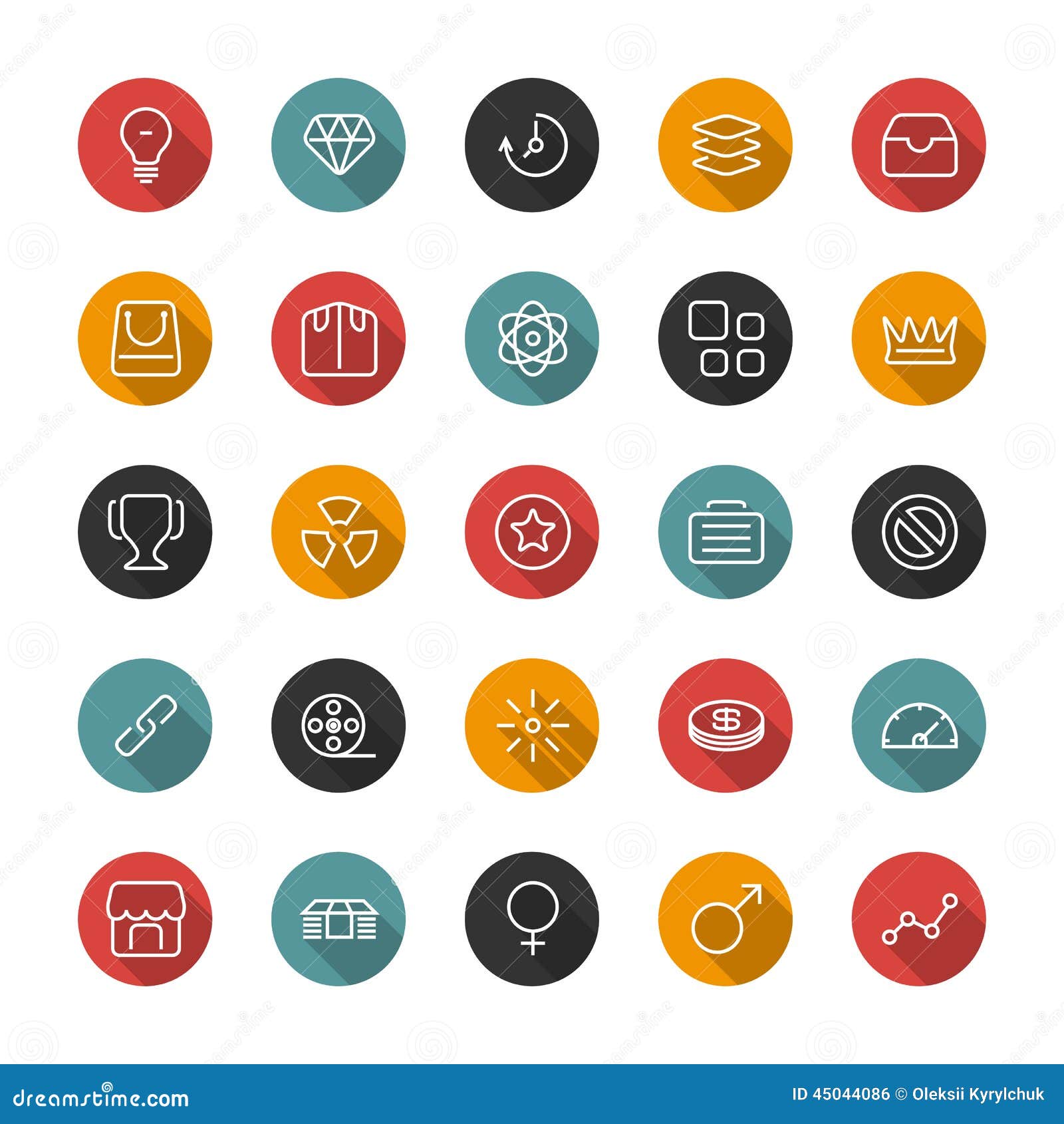 Set of Flat Thin Icons. Style Lines. Vector Collection. Stock Vector ...