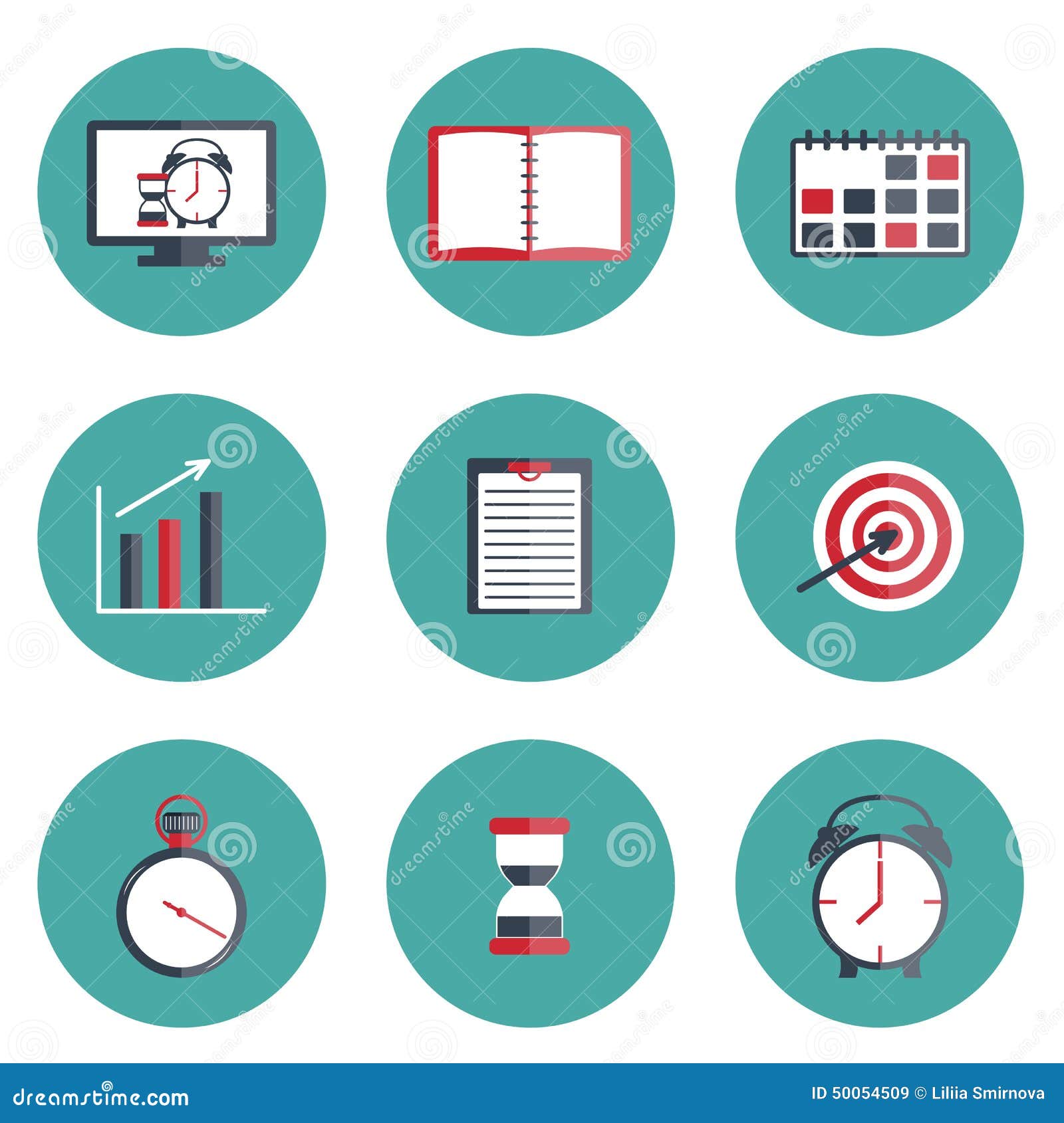 Set of Flat Time Management Icons Stock Vector - Illustration of ...