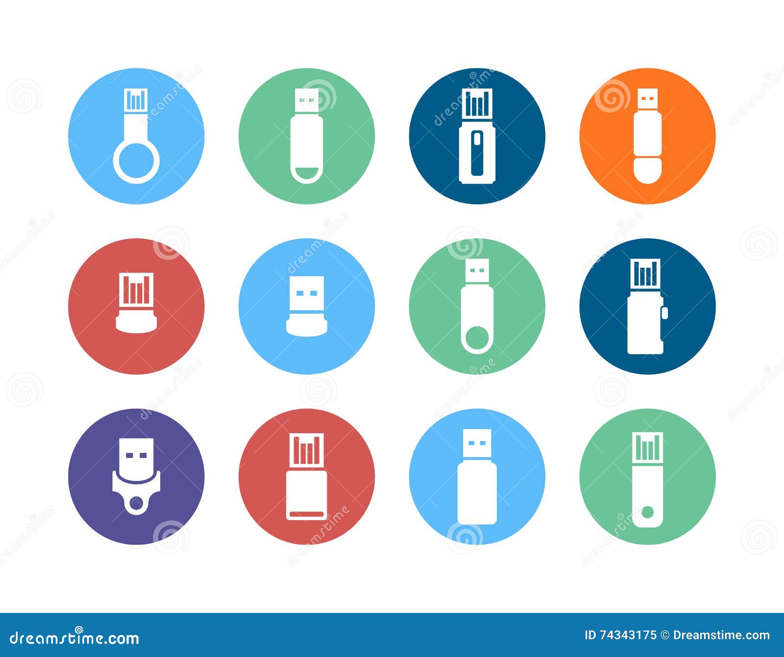 Set of Flat Usb Flash Drives Stock Vector - Illustration of background ...