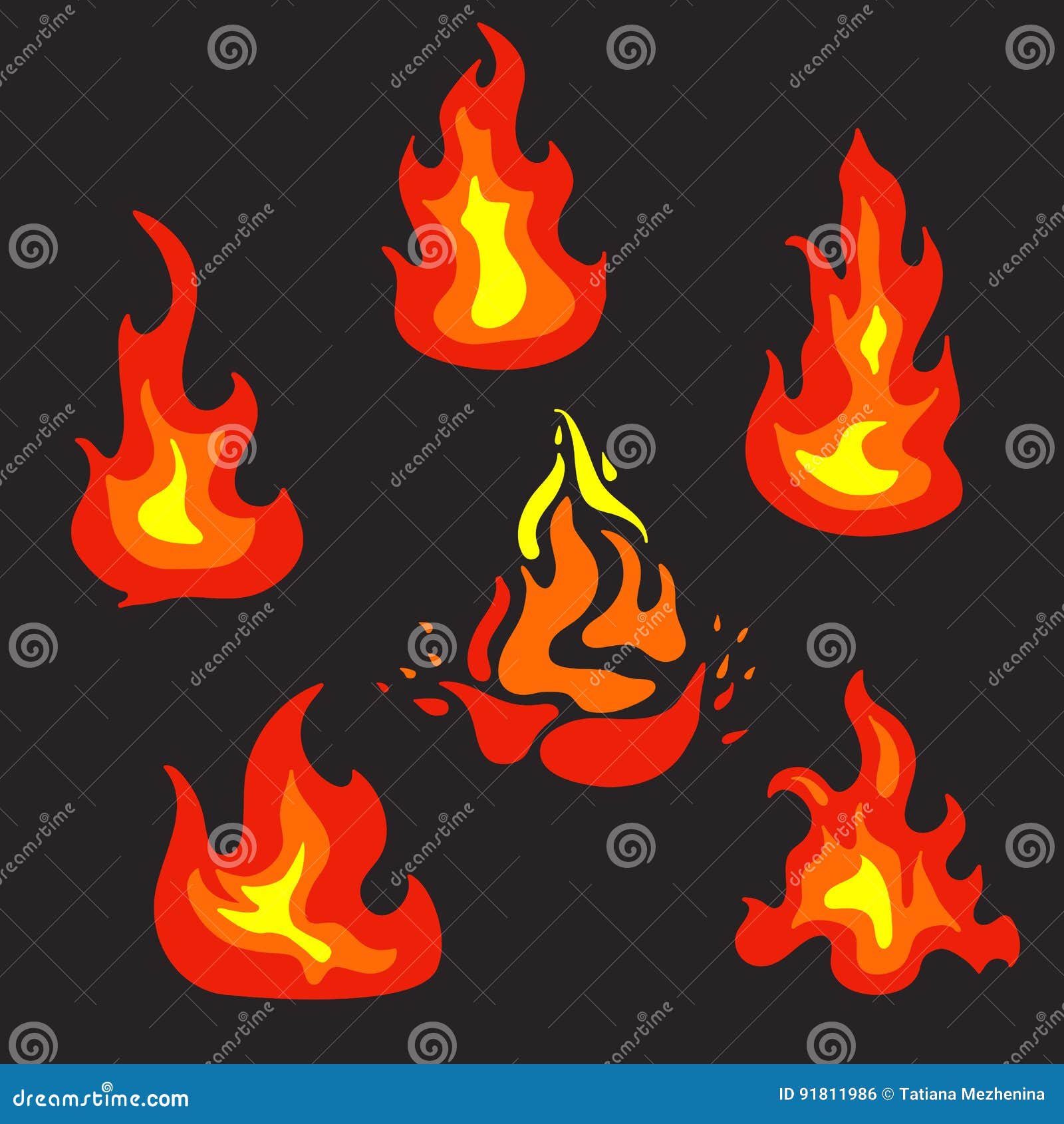 Set of Flat Vector Fire Icons Stock Vector - Illustration of alert ...