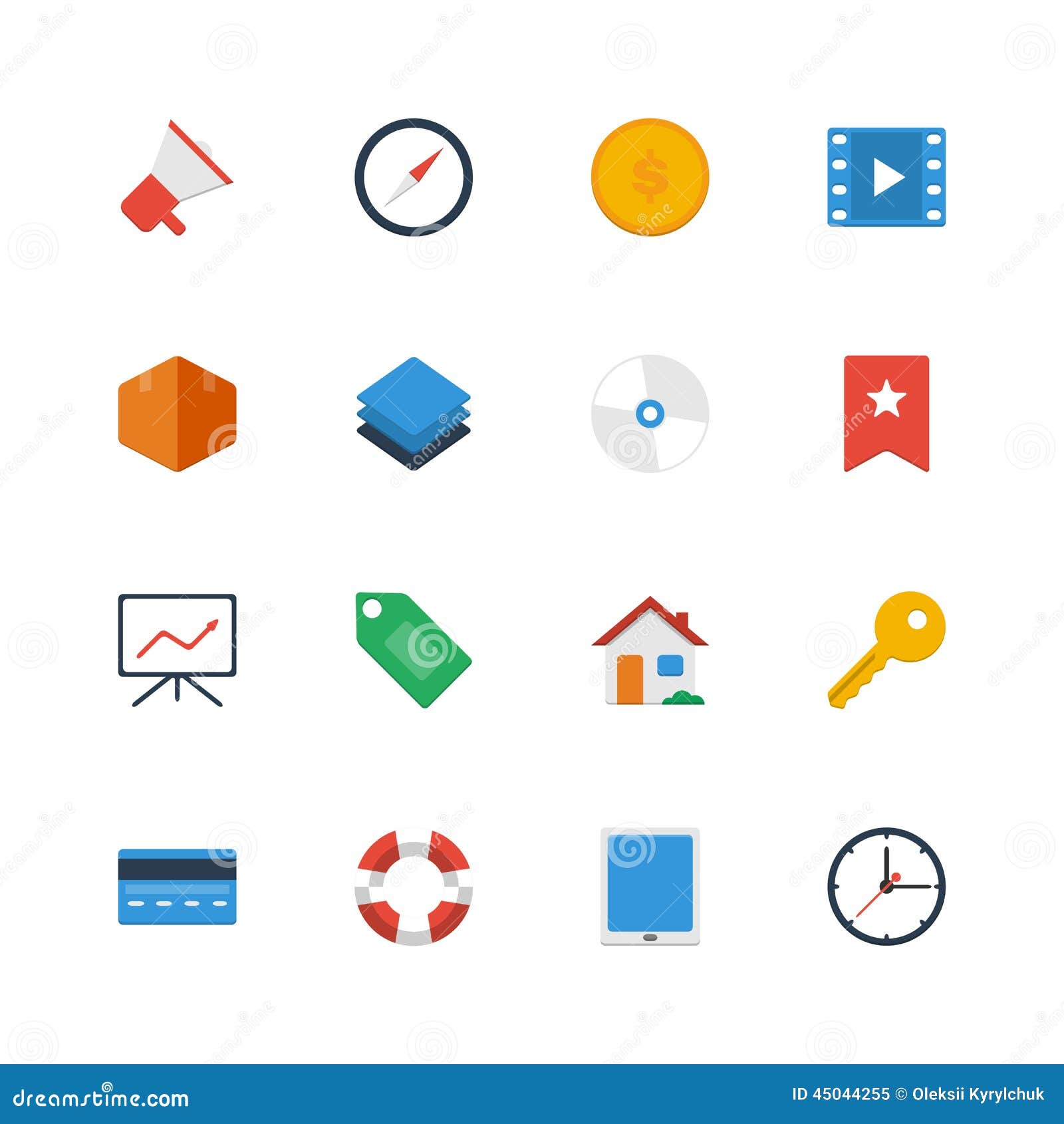 Set flat vector icons. stock vector. Illustration of disk - 45044255