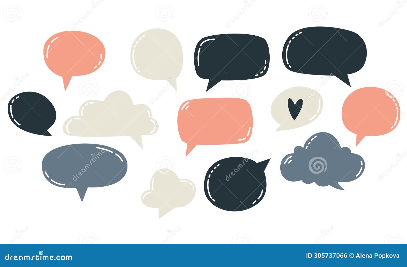 Set of Flat Vector Illustrations. Speech Bubbles of Different Colors on ...