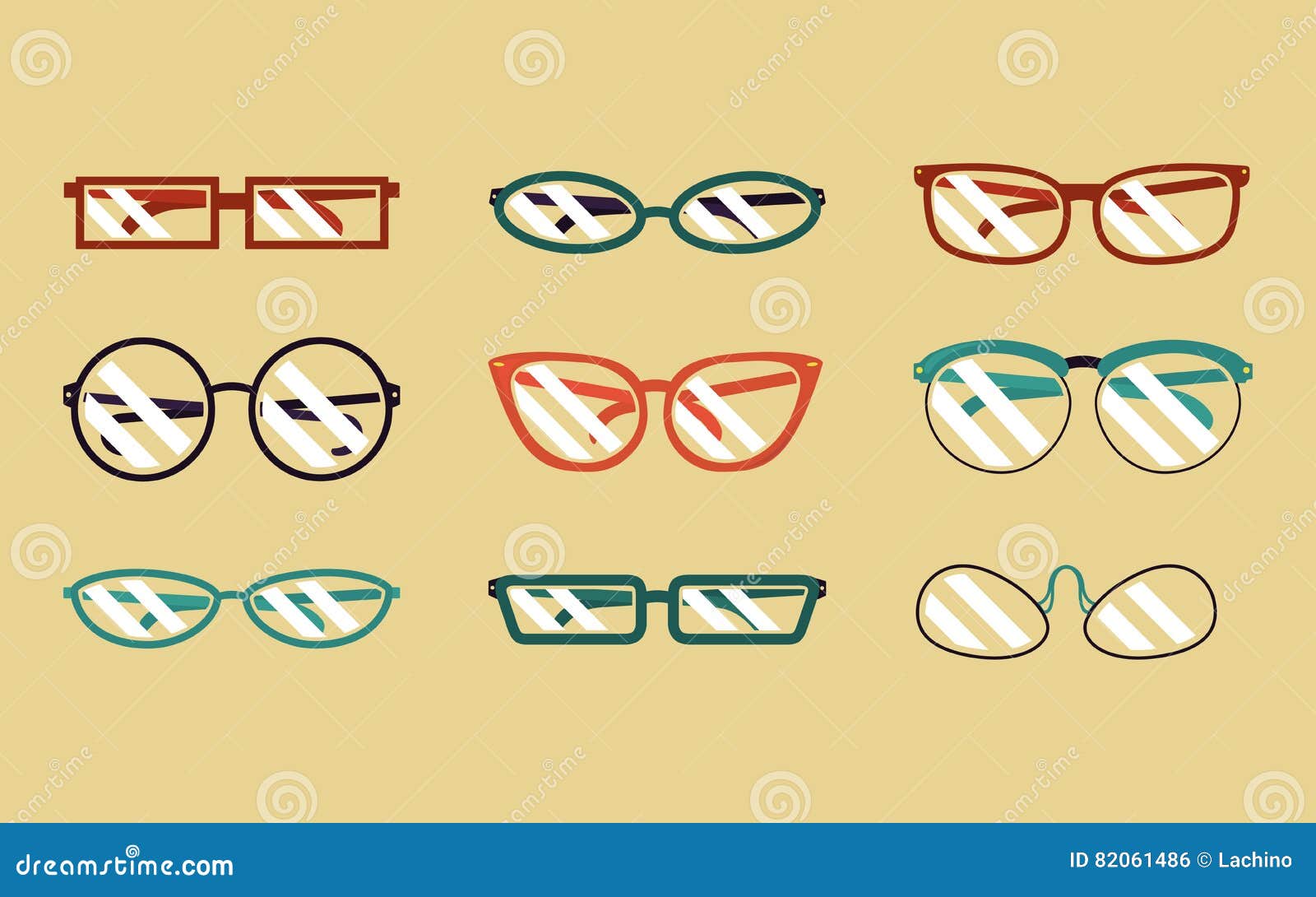 Set of Flat Vector Spectacles. Stock Vector - Illustration of vector ...