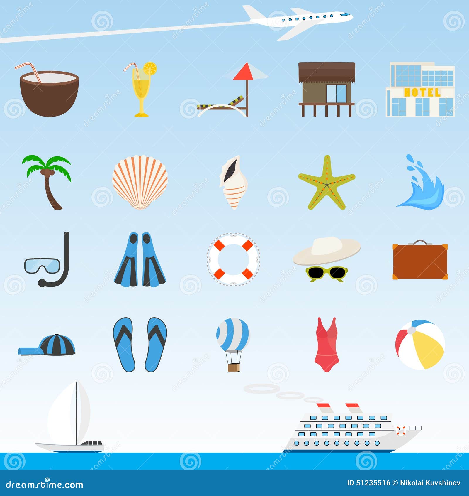 Set of Flat Vector Travel and Tourism Icons Stock Vector - Illustration ...