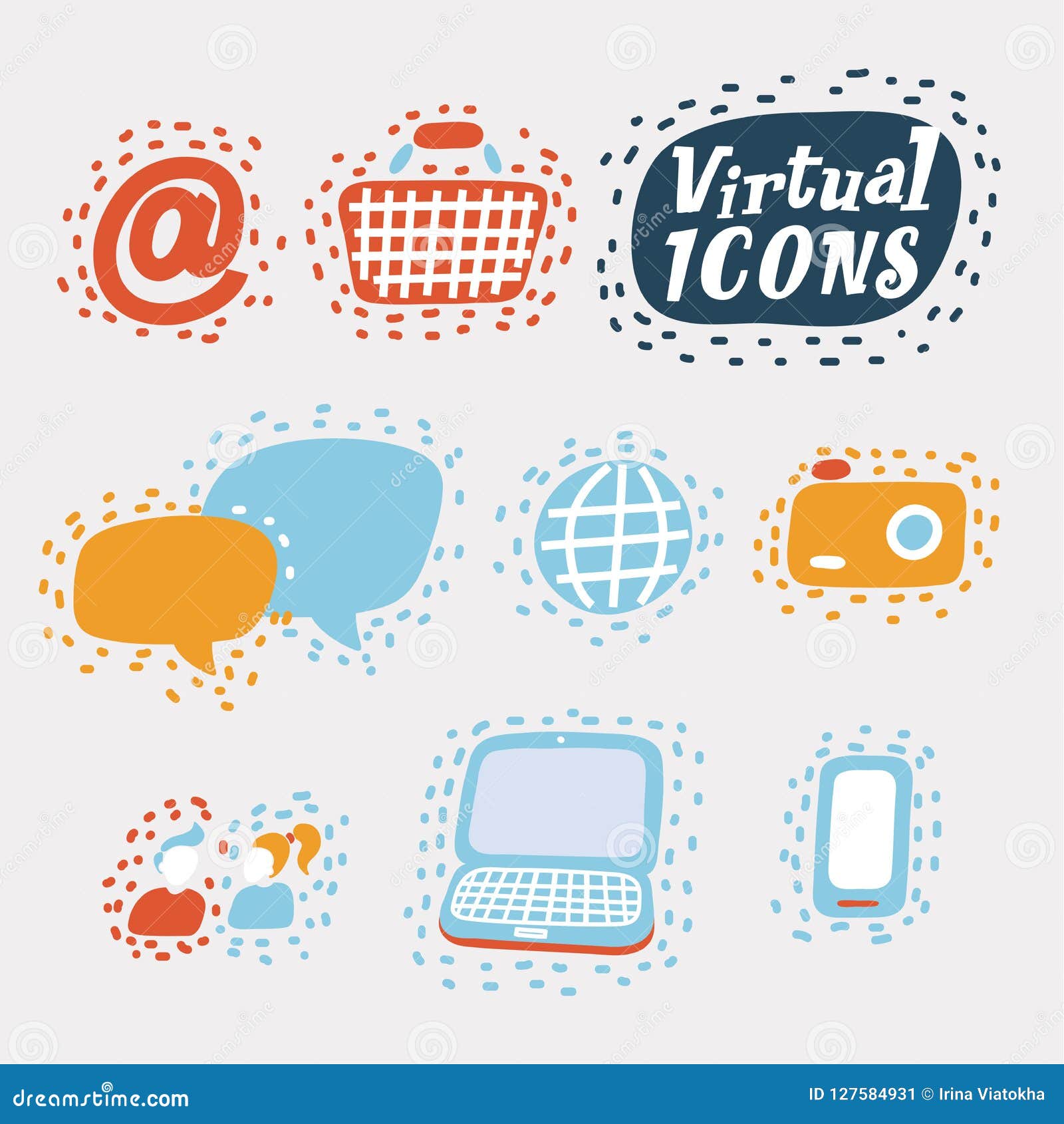 Set of Flat Virtual Icons for Mobile App and Web Stock Vector ...