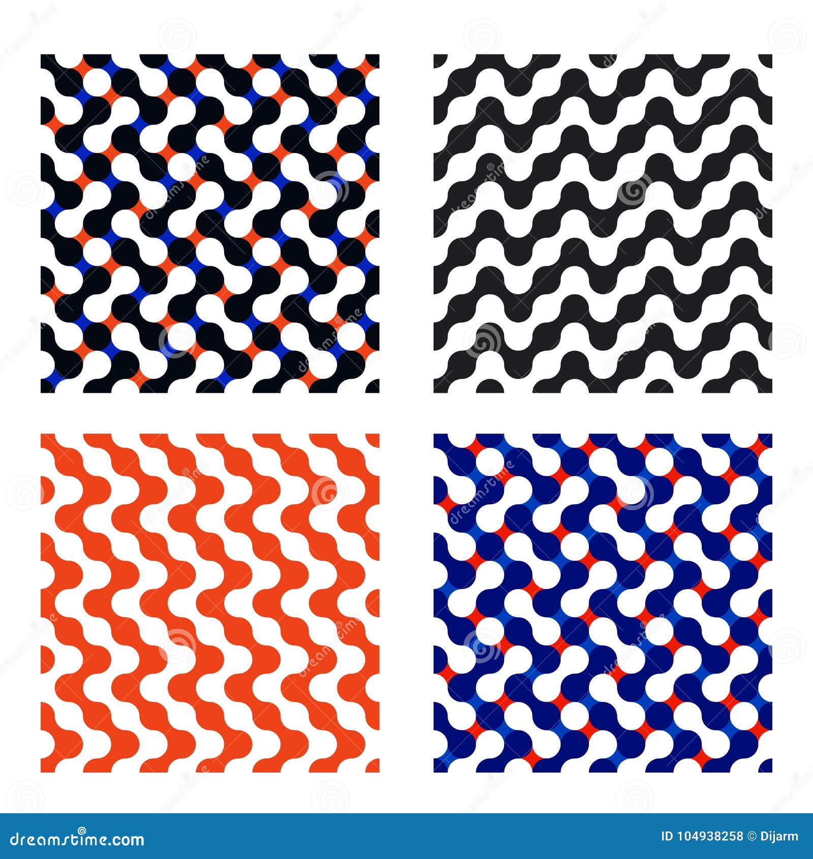 Set of Flat Waves Seamless Pattern Stock Vector - Illustration of ornament, abstract: 104938258