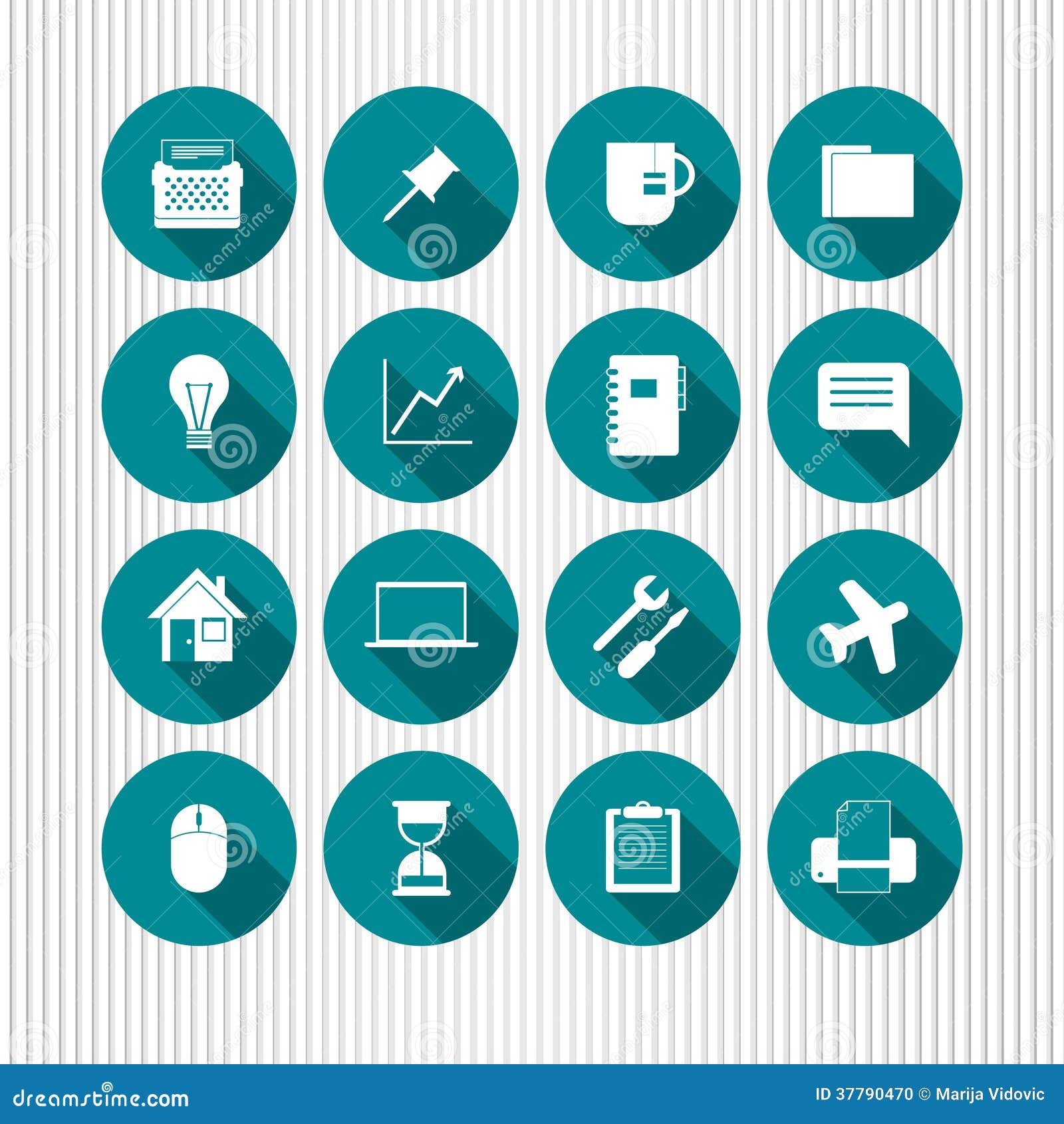 Set of Flat Web Design Icons Stock Vector - Illustration of home, bulb ...