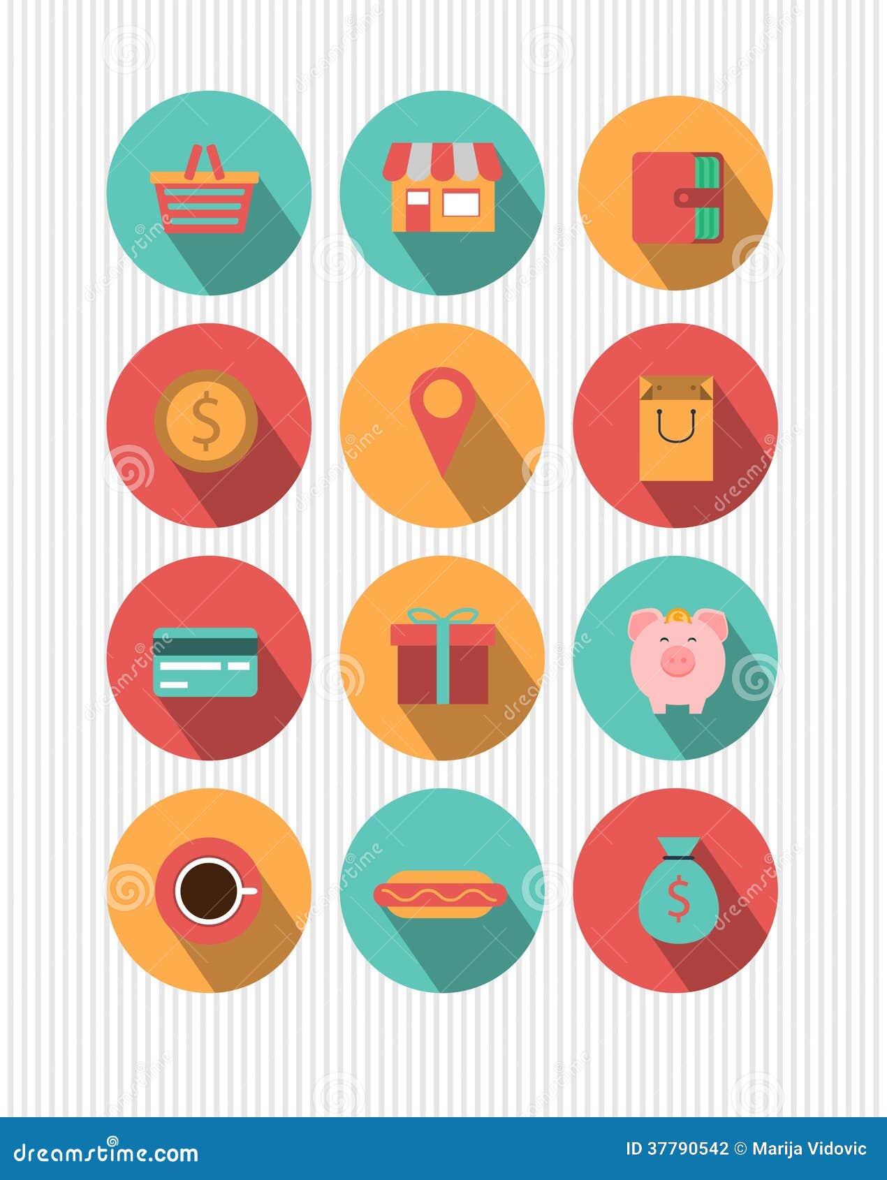 Set of Flat Web Design Icons Stock Vector - Illustration of food ...