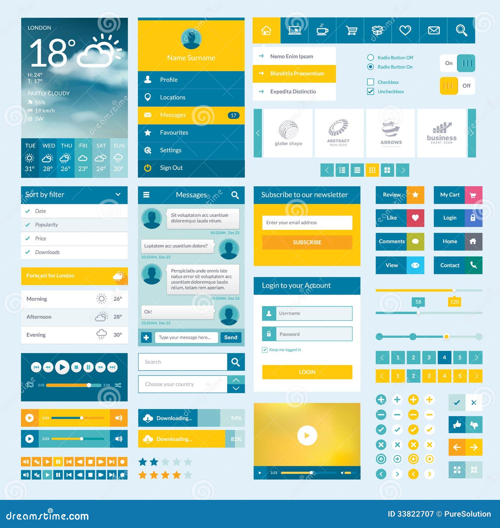 Set of Flat Web Elements for Mobile App and Web De Stock Vector ...