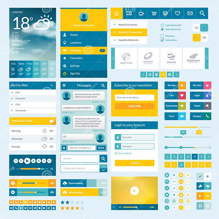 Set of Flat Web Elements for Mobile App and Web De Stock Vector ...