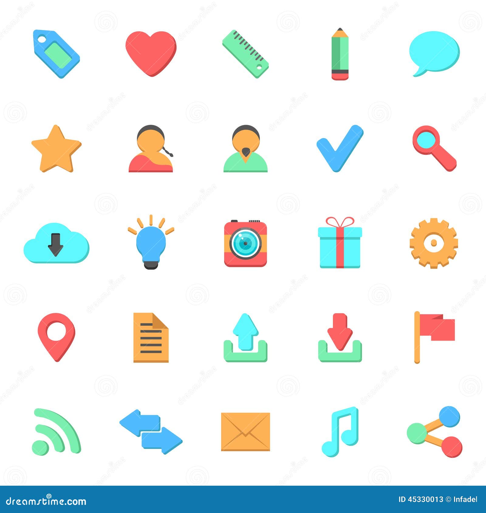 Set of flat web icons stock vector. Illustration of file - 45330013